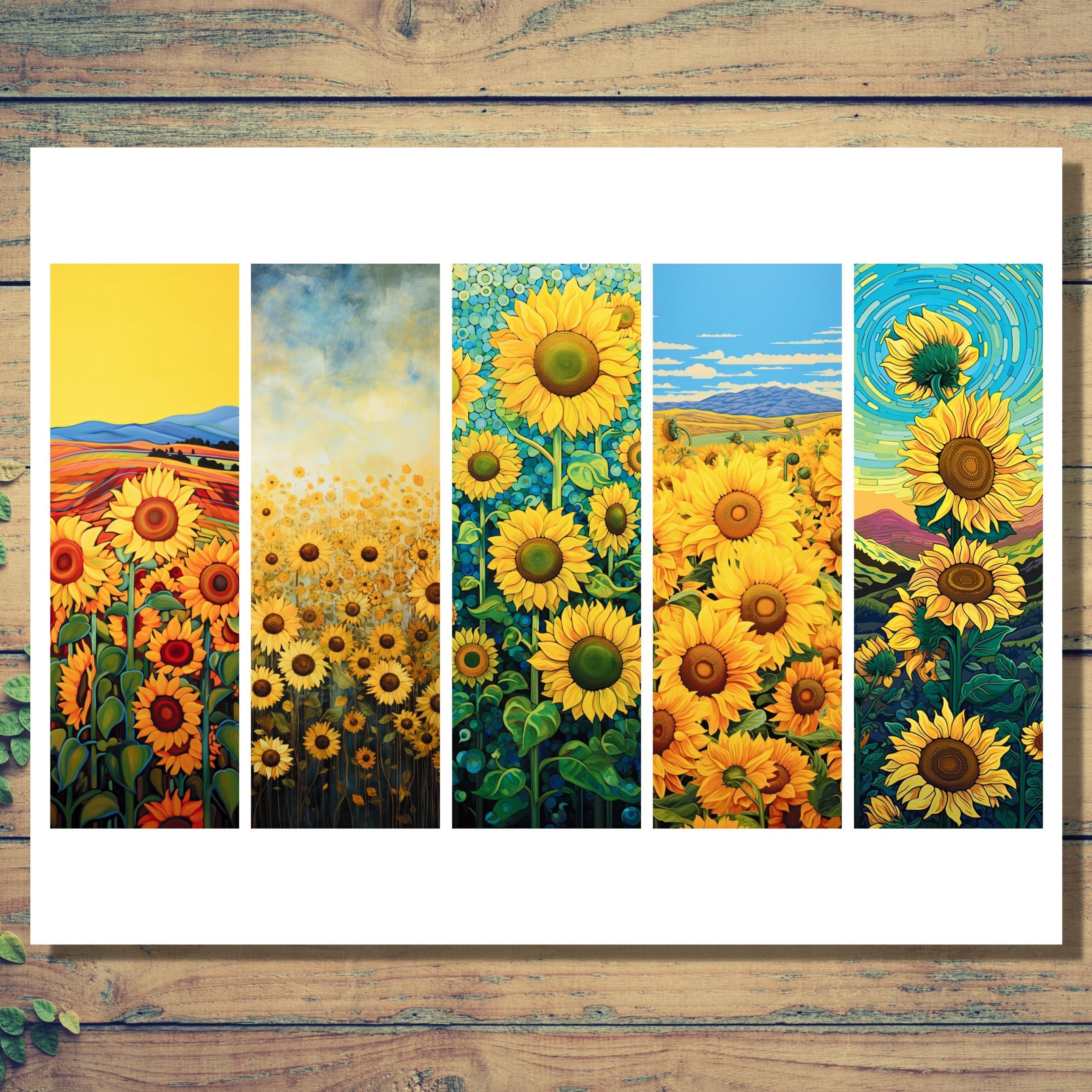 Sunflower Field Bookmark Printable Bookmarks Floral Landscape - Etsy