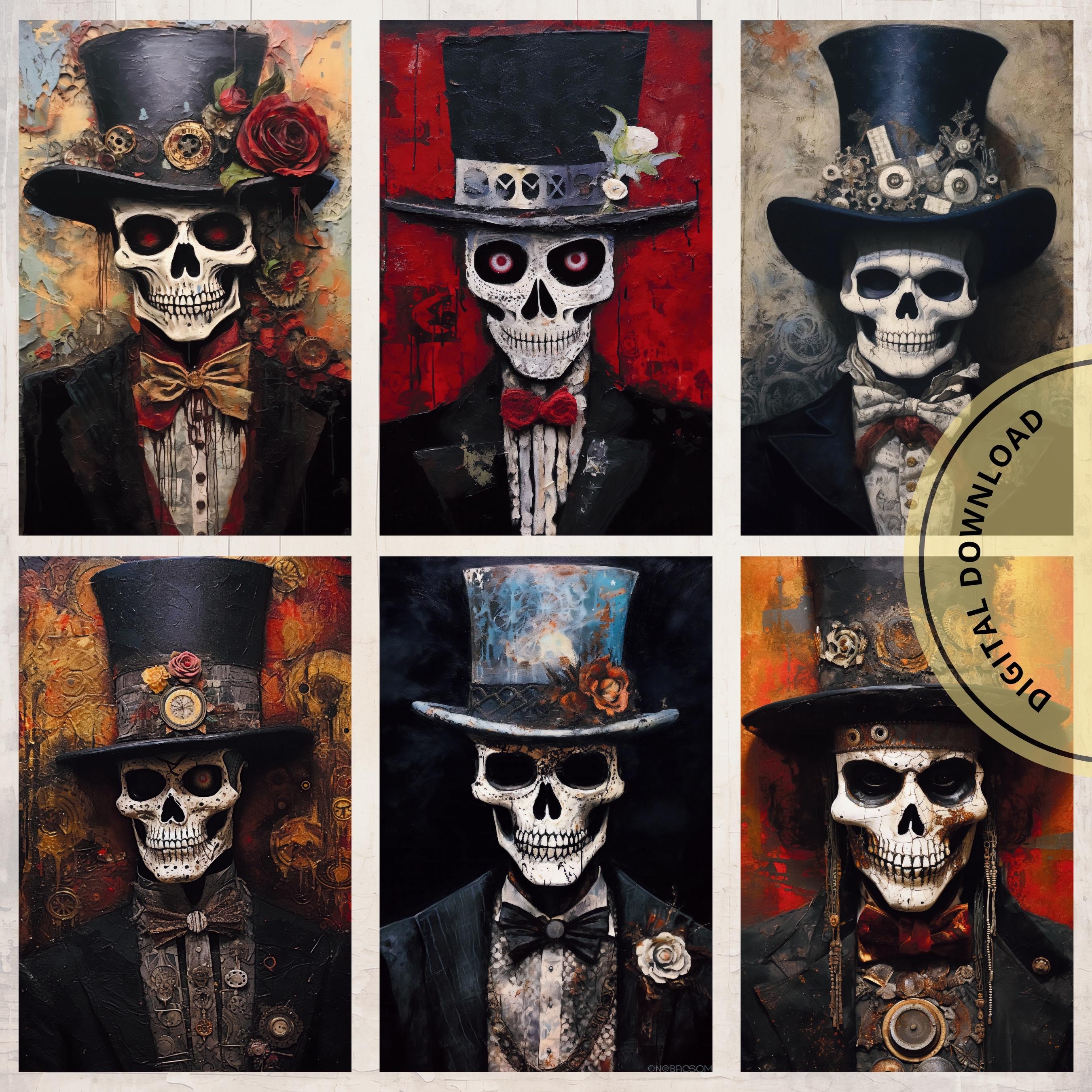 Skeleton With Hat Journal Half Papers Printable Pages Dressed Skeleton ...