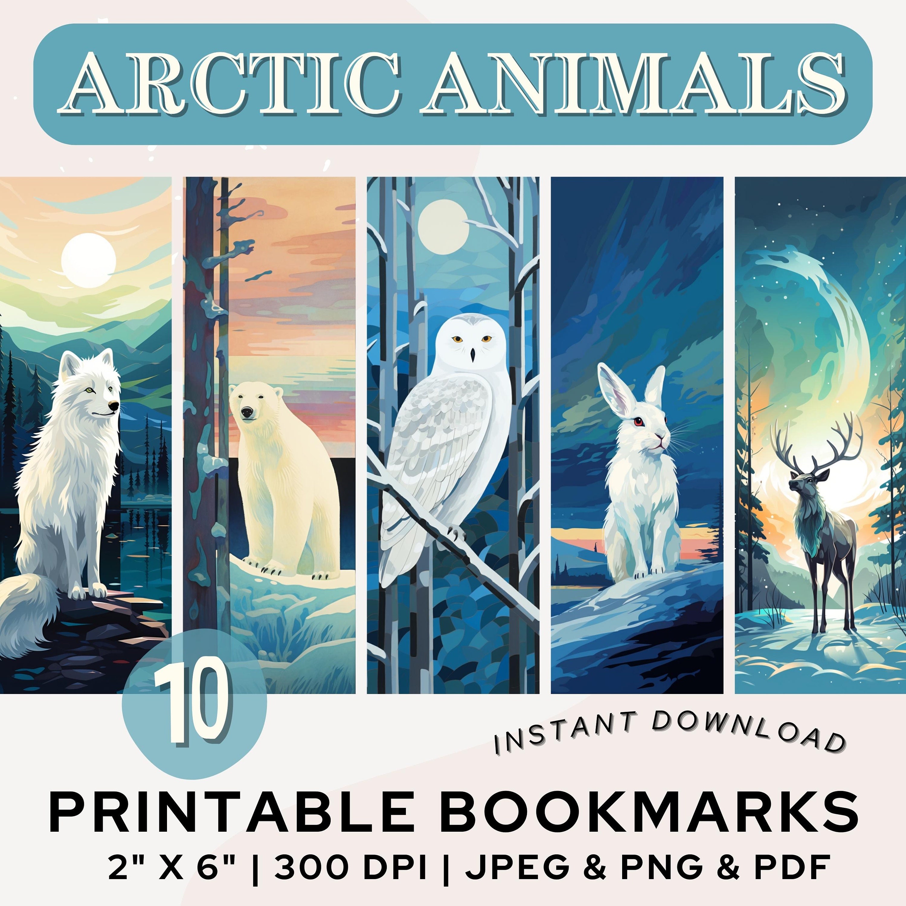 Arctic Animals Printable Bookmarks Animals Bookmark Printable - Etsy