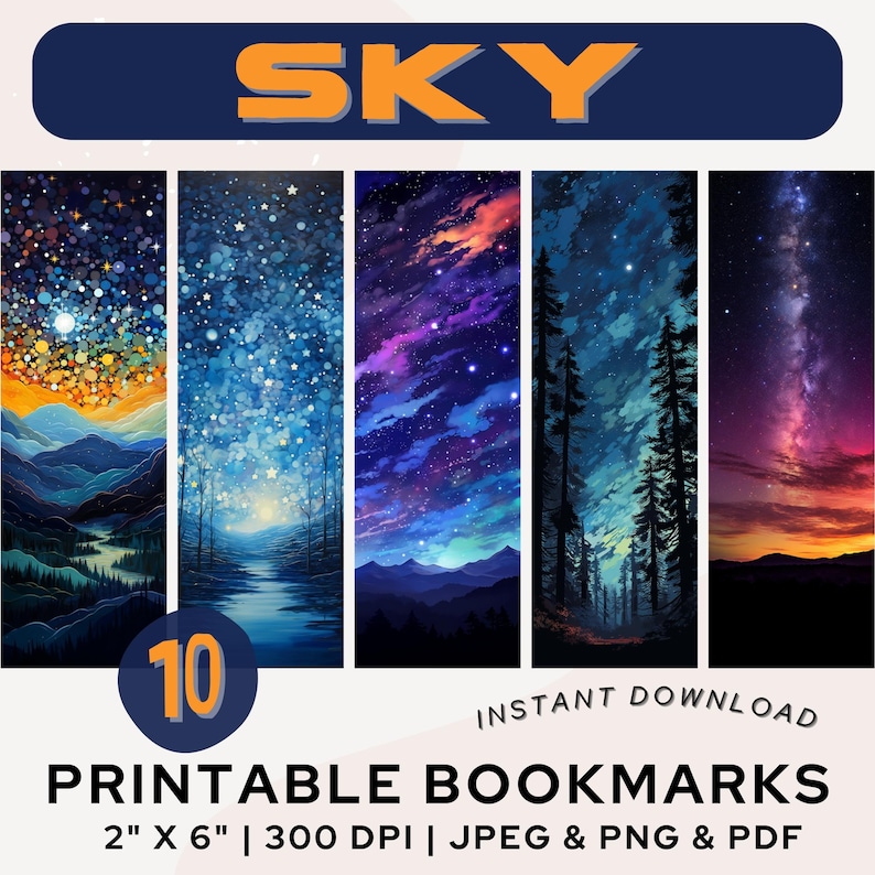 Sky Bookmark Printable Bookmarks Night Sky Starry Night - Etsy