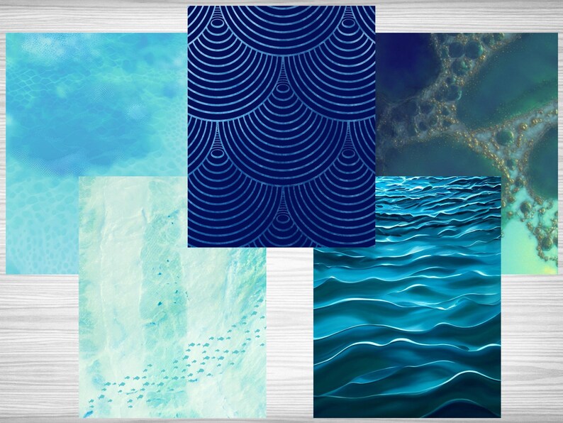 Water Texture Digital Paper Pack Blue Ocean Sea Water Scrapbook Paper ...