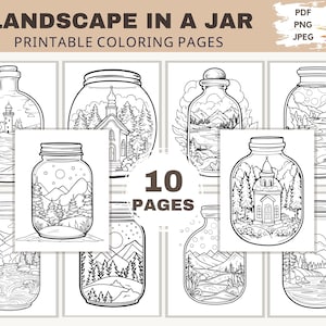 Landscape in a Jar Coloring Page, 10 Printable Coloring Pages for Kids ...