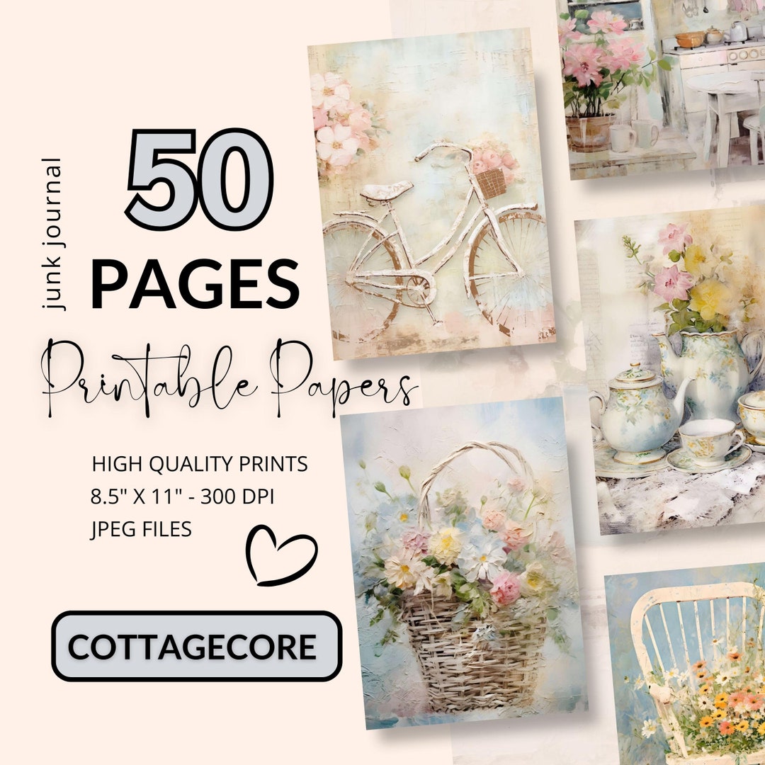 Cottagecore Junk Journal Paper BIG BUNDLE Digital Papers Pack ...