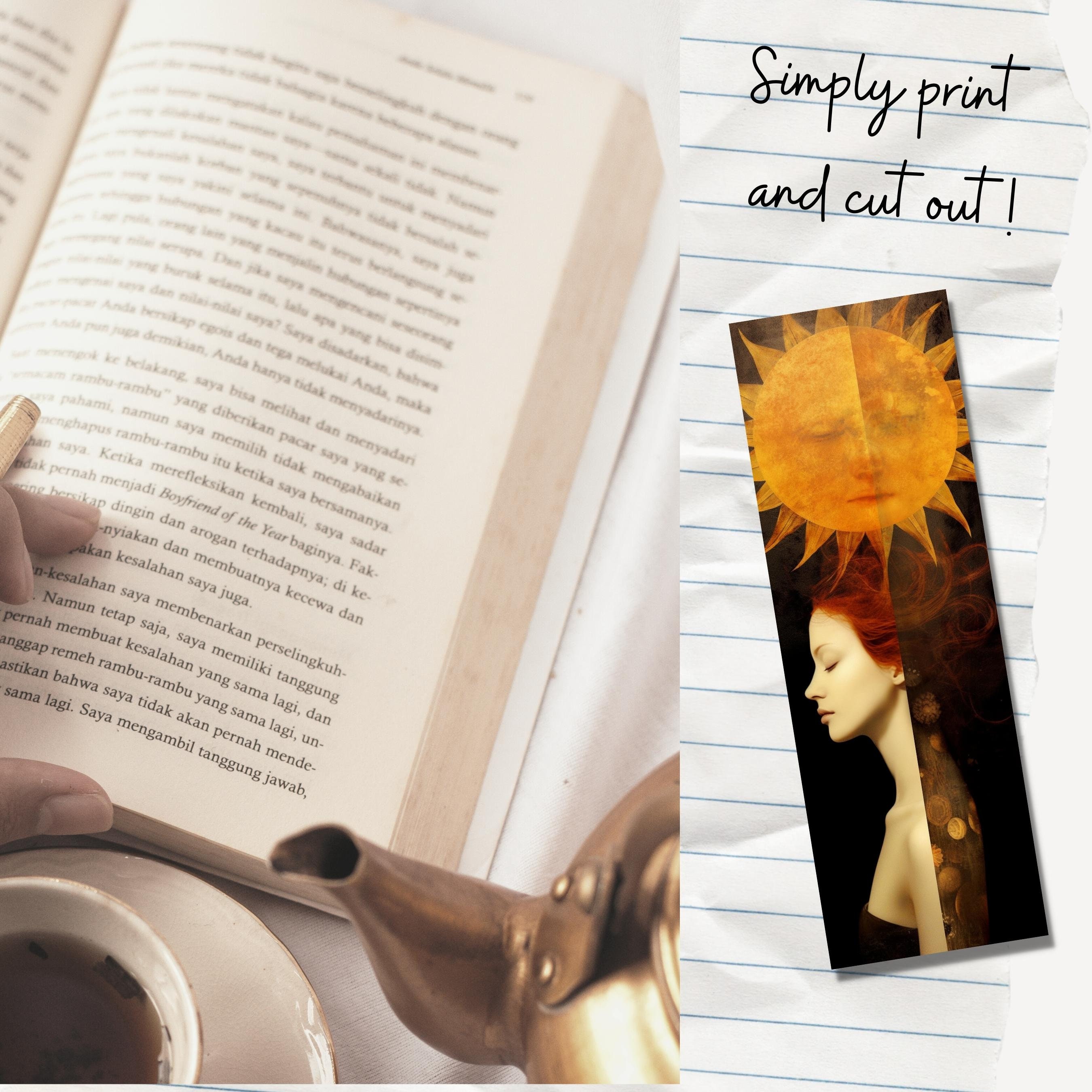 Moon and Sun Bookmark Printable Bookmarks Celestial Bookmark for Women ...