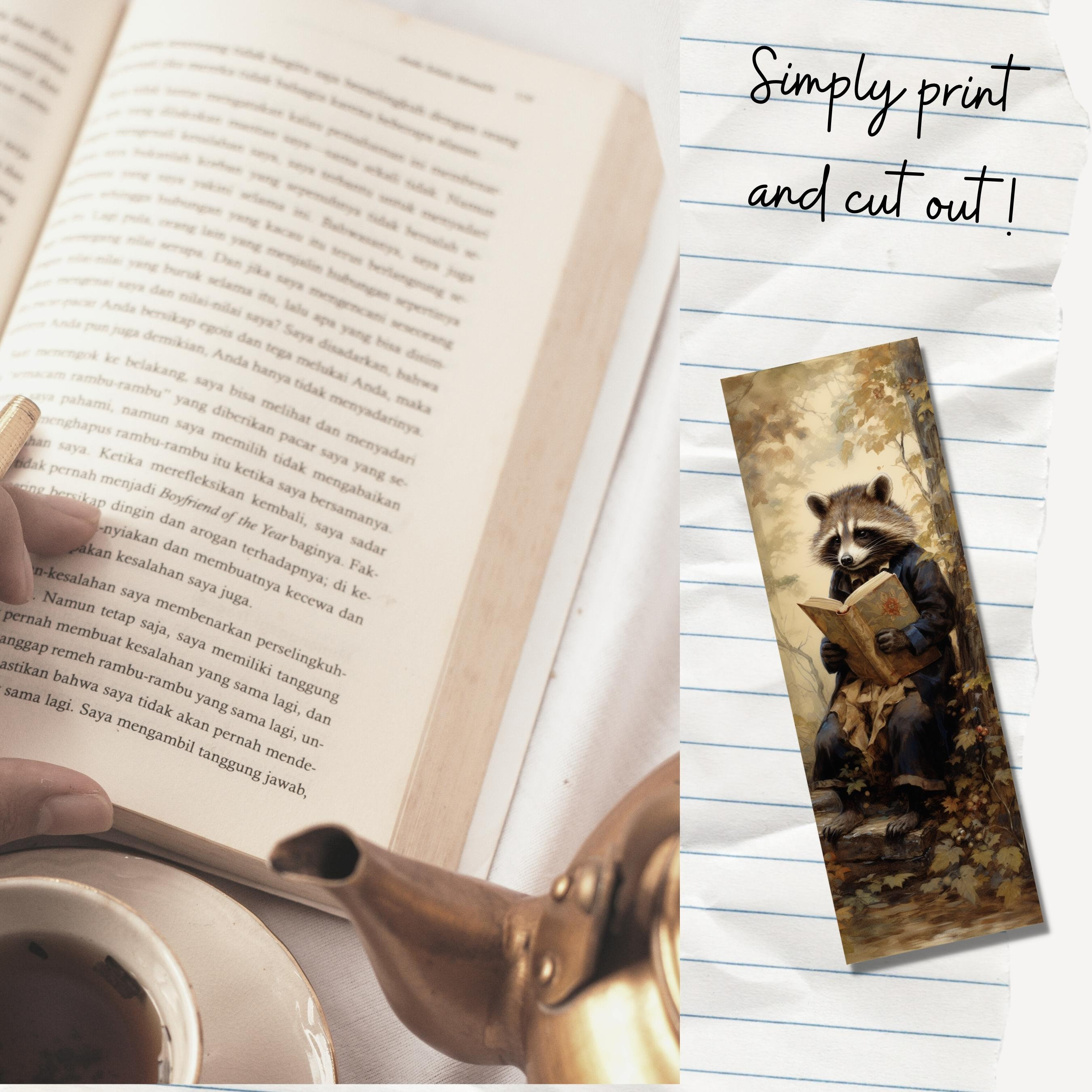 Reading Animals Bookmarks Printable Bookmark Vintage Animal - Etsy