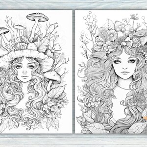 Forest Fairy Girls Coloring Pages, 5 Printable Coloring Pages ...