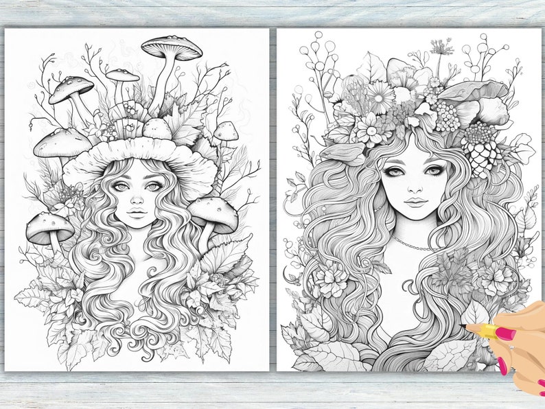 Forest Fairy Girls Coloring Pages, 5 Printable Coloring Pages ...