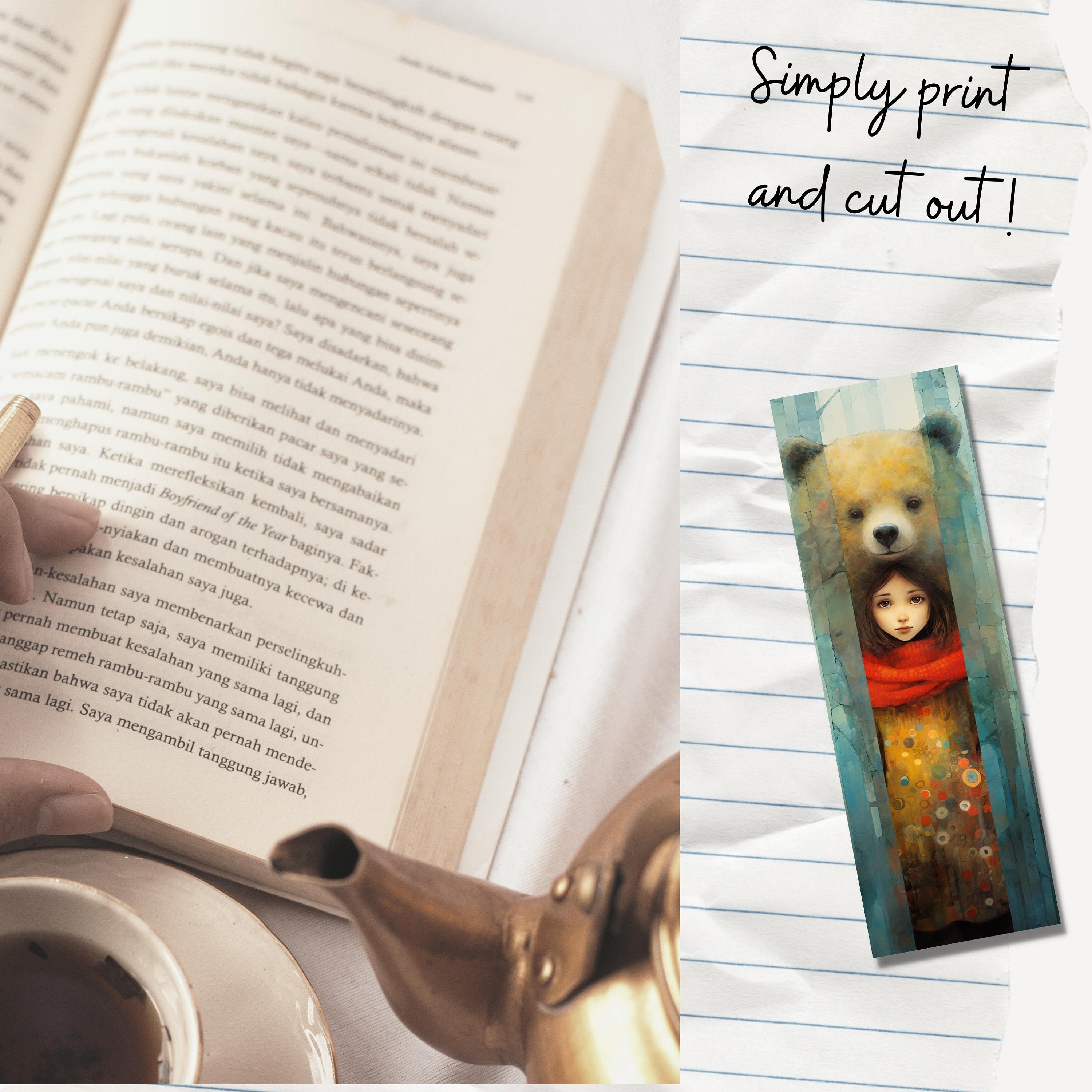 Surreal Animal Girl Printable Bookmark Girls Bookmark Surreal Art ...