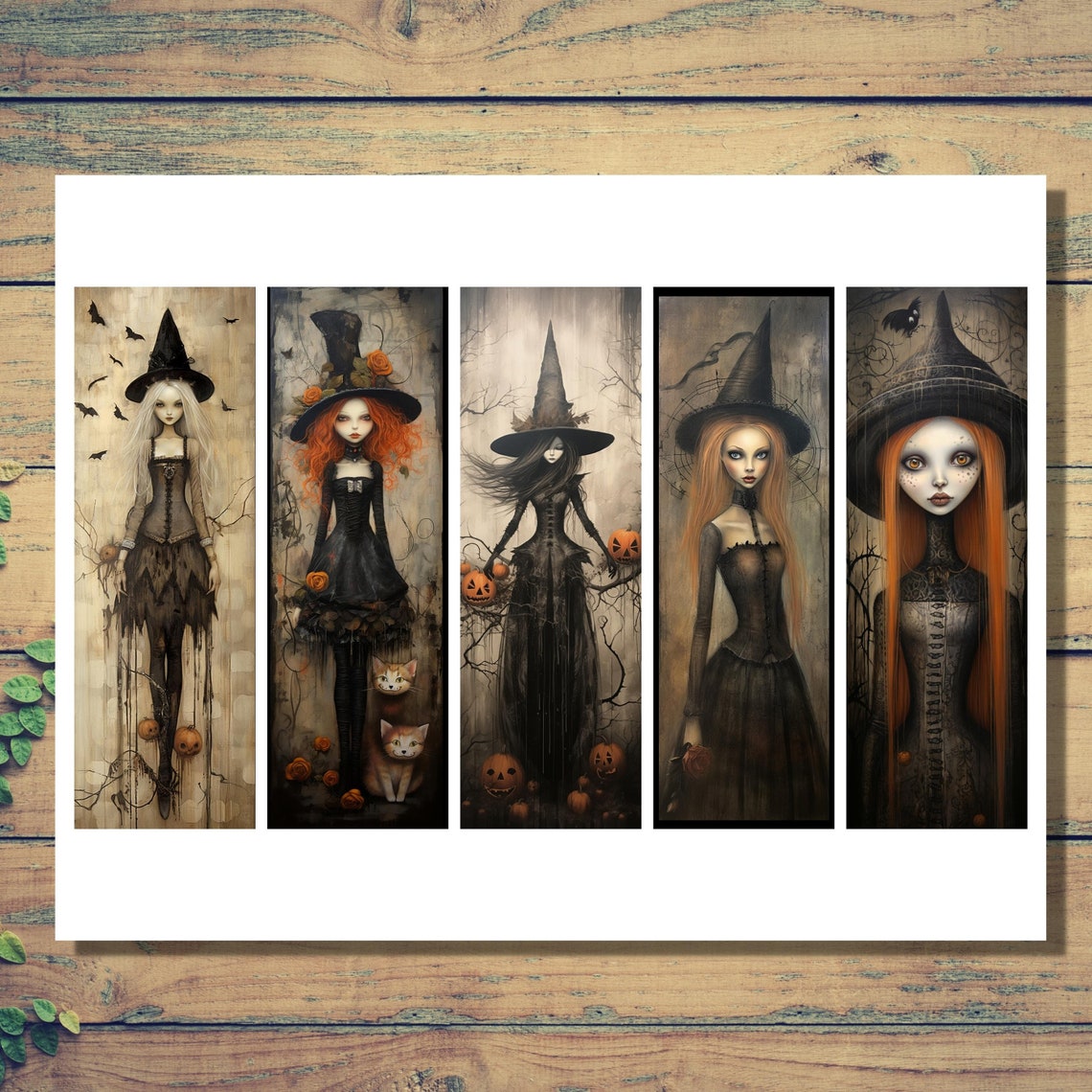 Halloween Gothic Witch Bookmarks Printable Spooky Halloween Gothic ...