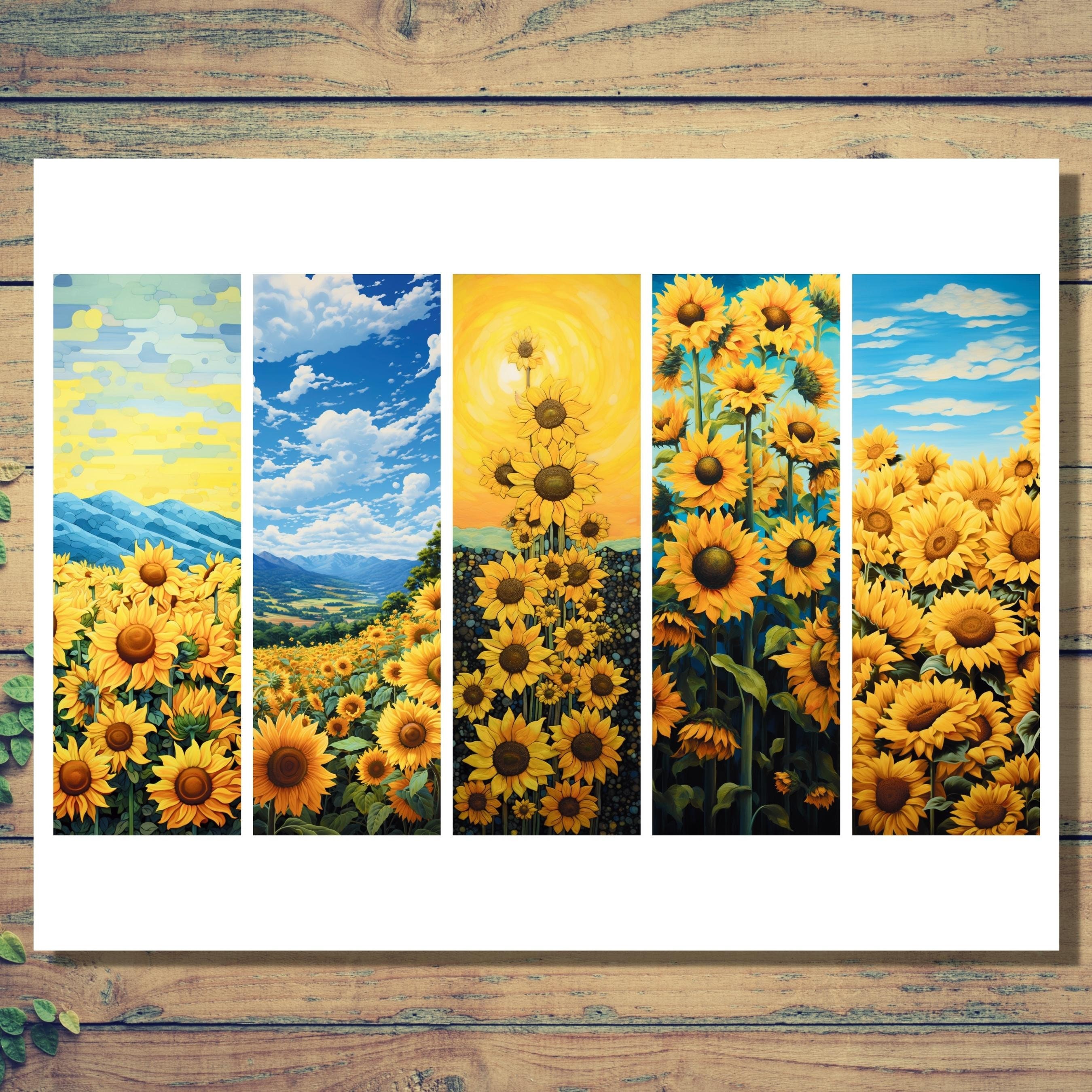 Sunflower Field Bookmark Printable Bookmarks Floral Landscape - Etsy