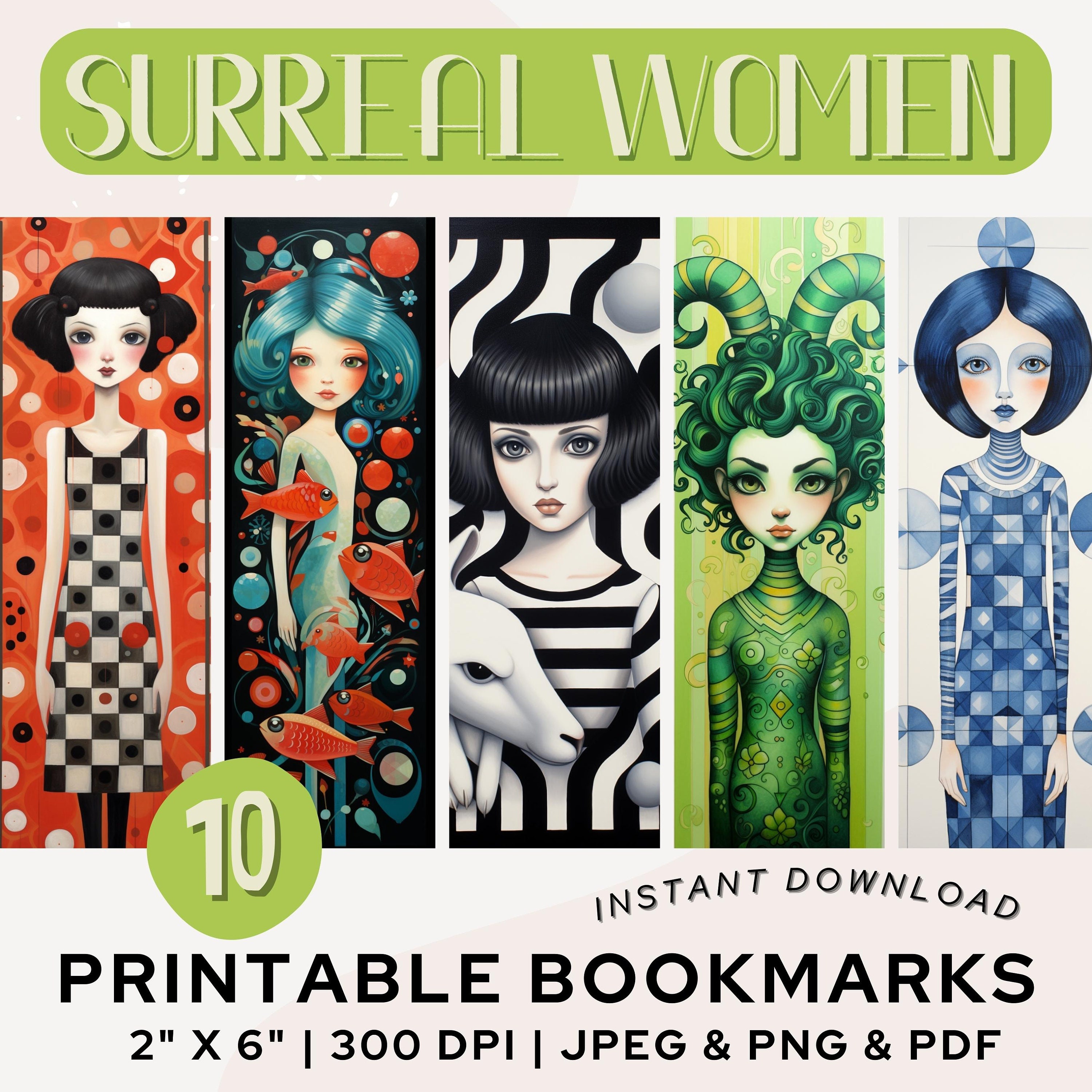 Surreal Women Printable Bookmarks Abstract Geometric Pattern Figurative ...