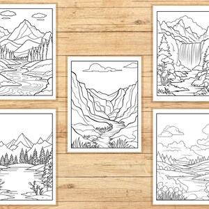 Minimalist Landscape Coloring Pages, 15 Printable Coloring Pages, PDF ...