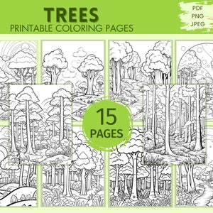 Tree Coloring Page, 15 Printable Coloring Pages, Forest Scenery Tree ...