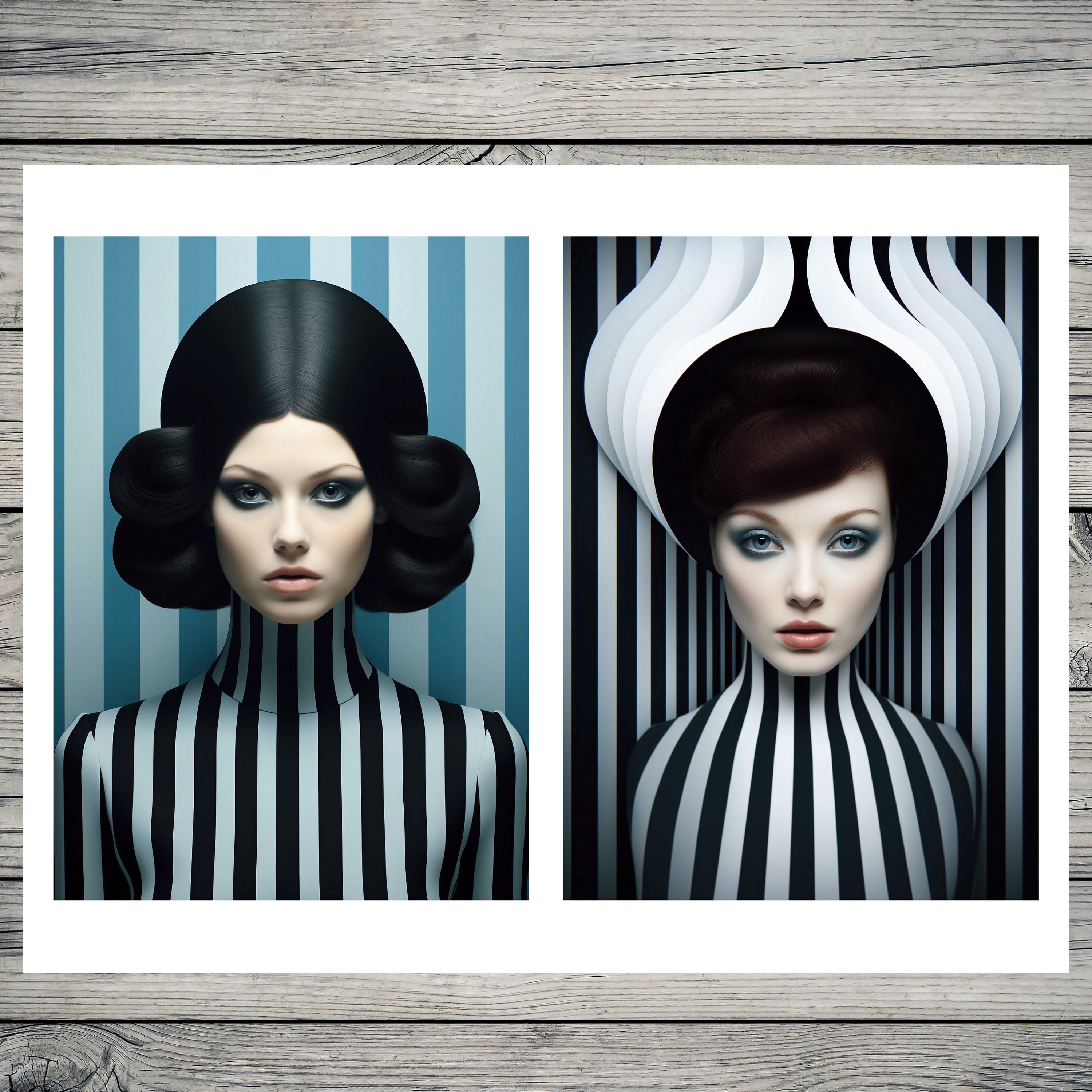 Op Art Printable Junk Journal Cards ATC Card Making Woman Portrait ...