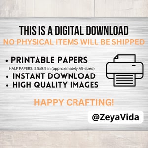 Papercraft Journal Half Papers Printable Page Digital Ephemera ...