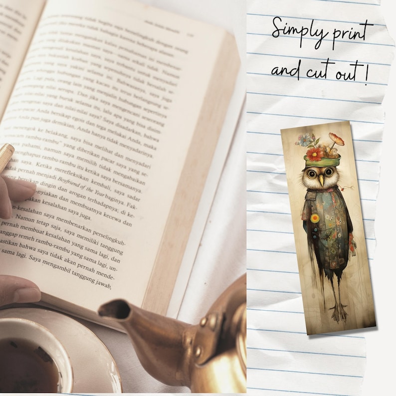Quirky Animal Printable Bookmark Vintage Paper Bookmark Book Surrealist ...