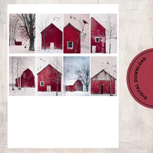 Winter Red House Red Barn Journal Half Papers Printable Page Winter ...