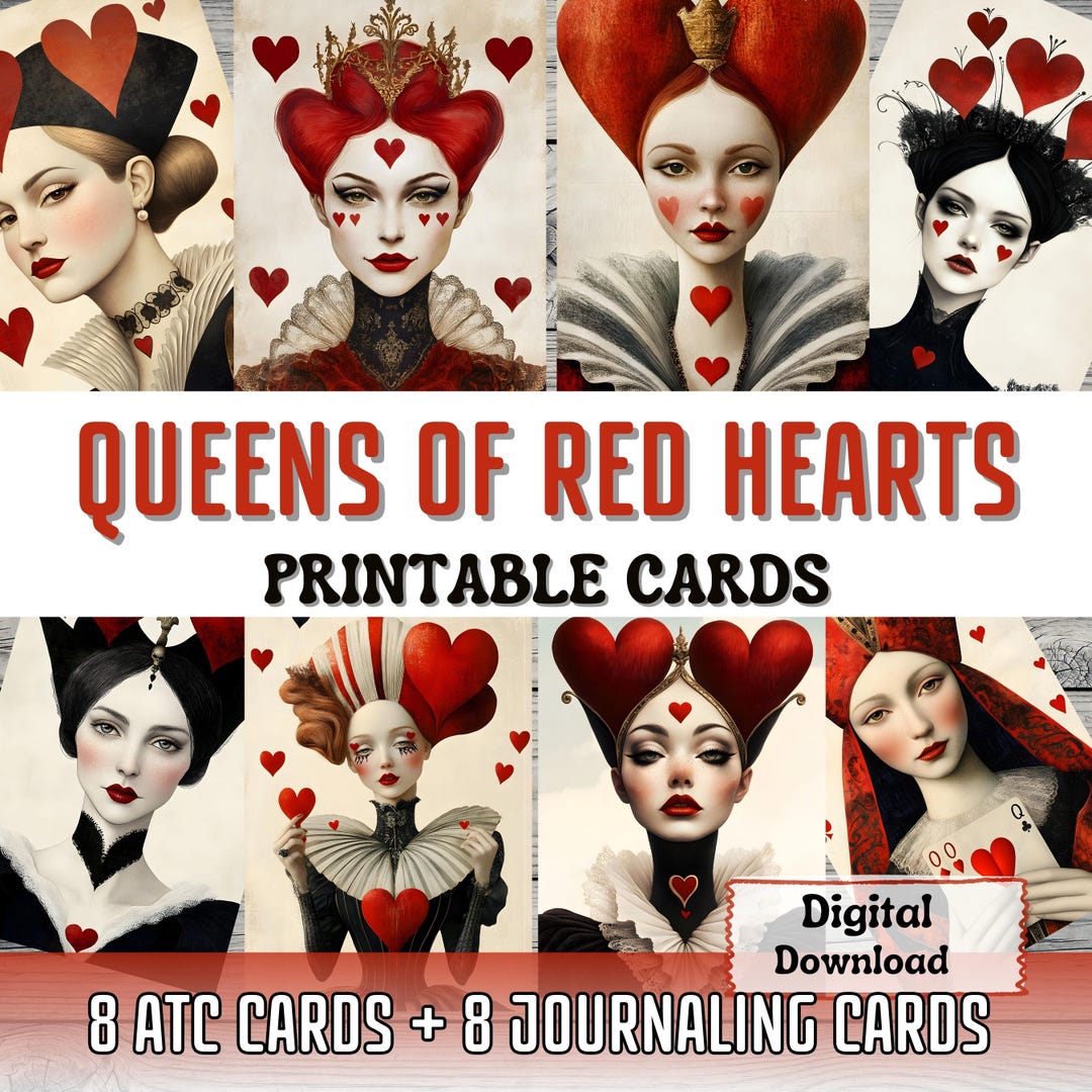 Queens of Red Hearts Printable Cards ATC Card Making Scrapbooking ...