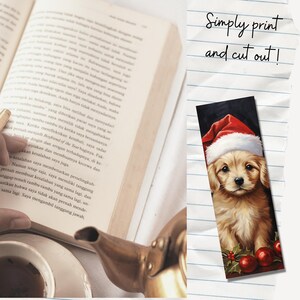 Christmas Animals With Santa Hat Bookmark Printable Bookmark Animals ...