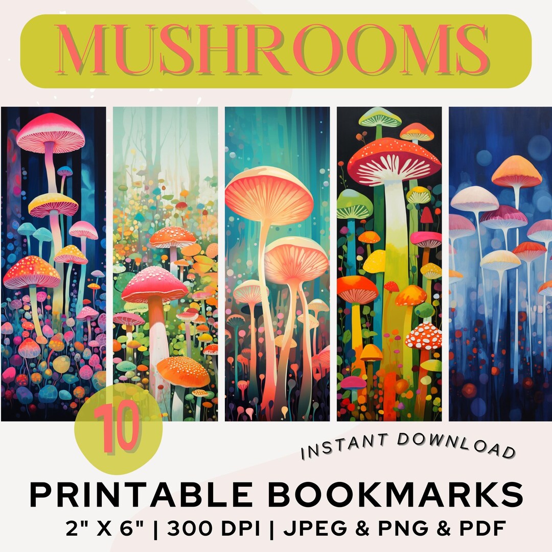 Mushroom Bookmark Printable Bookmarks Mushroom Forest Fantasy World ...
