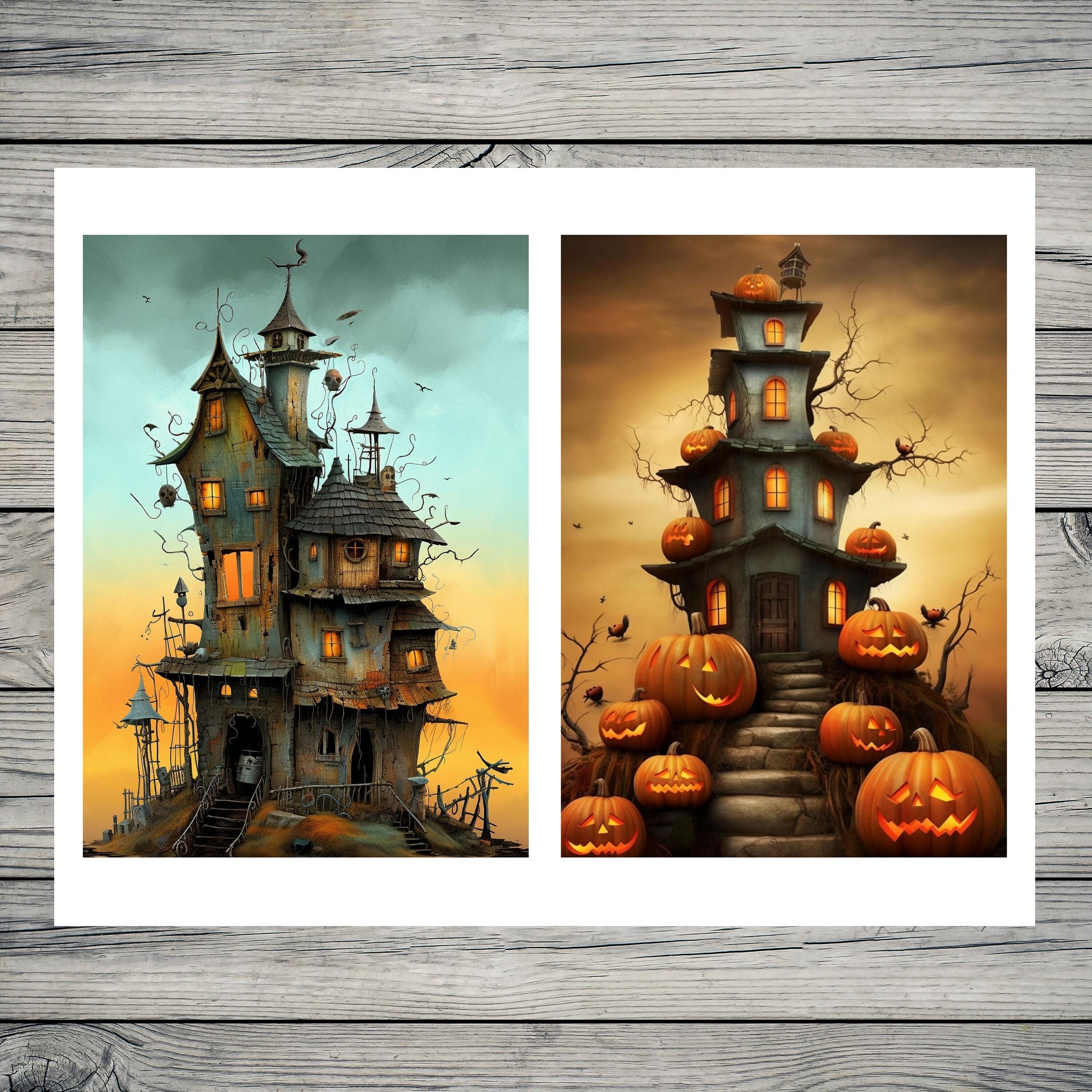 Spooky House Printable Digital Image Junk Journal ATC Cards Hallloween ...