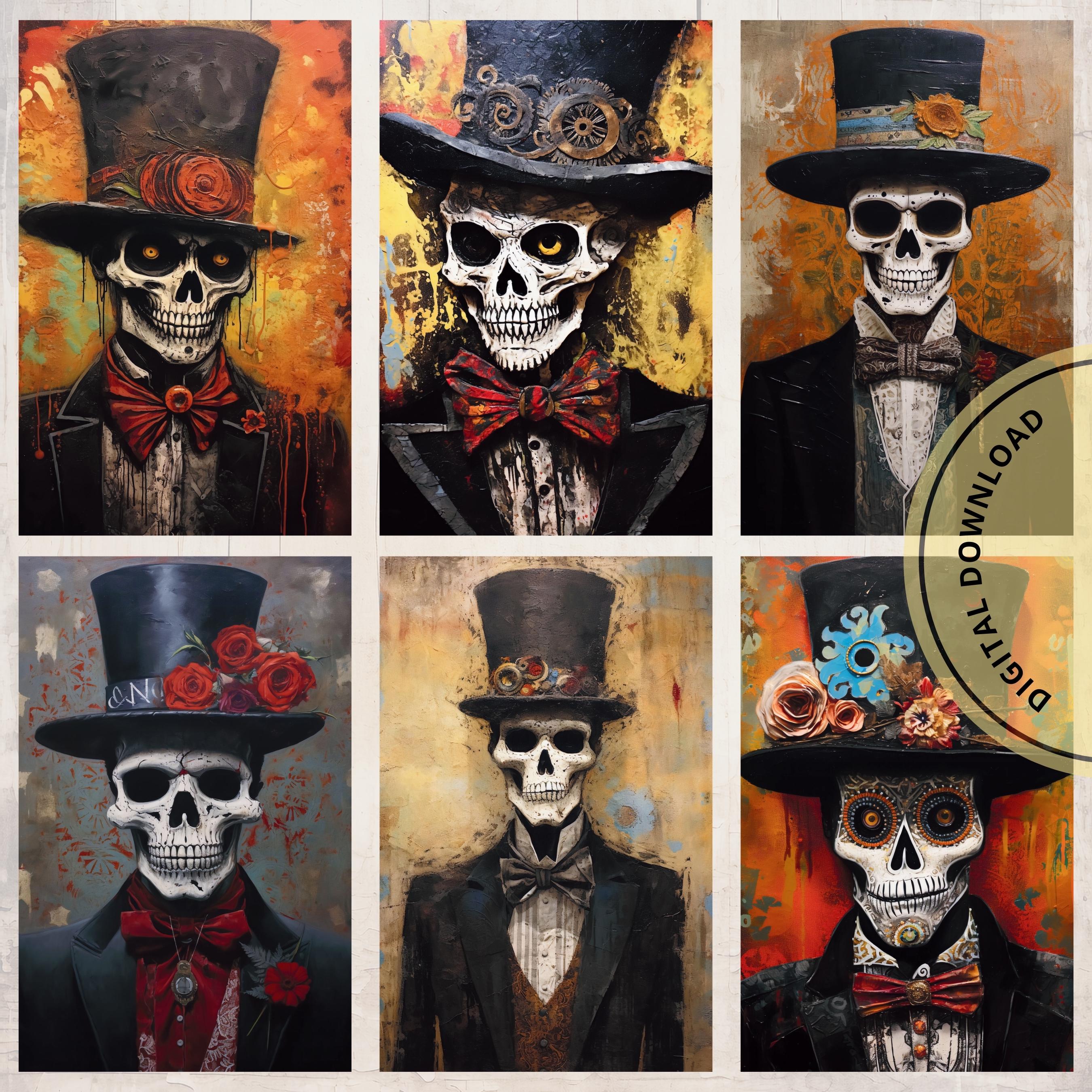 Skeleton With Hat Journal Half Papers Printable Pages Dressed Skeleton ...