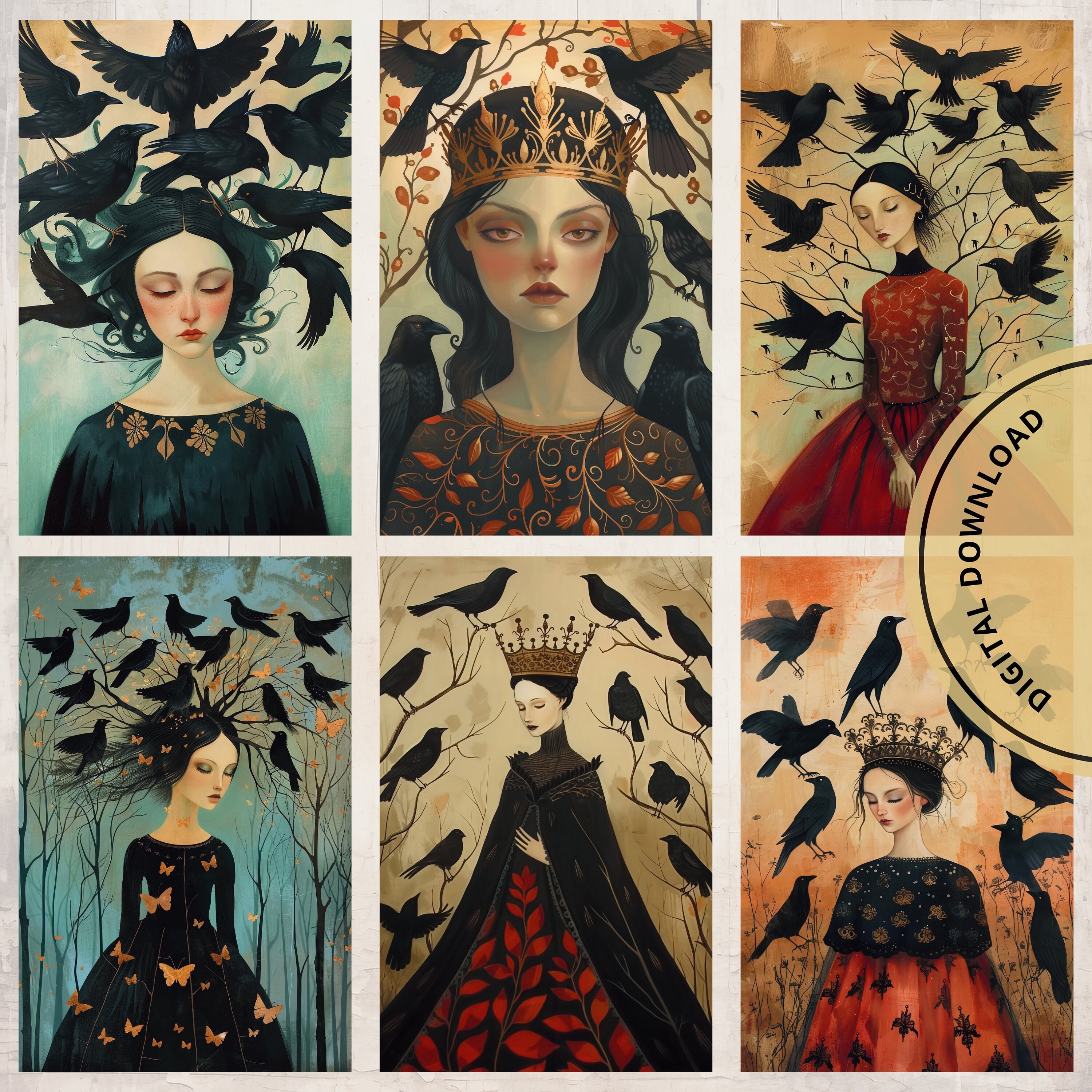 Crow Queen Journal Half Papers Printable Pages Raven Ephemera ...