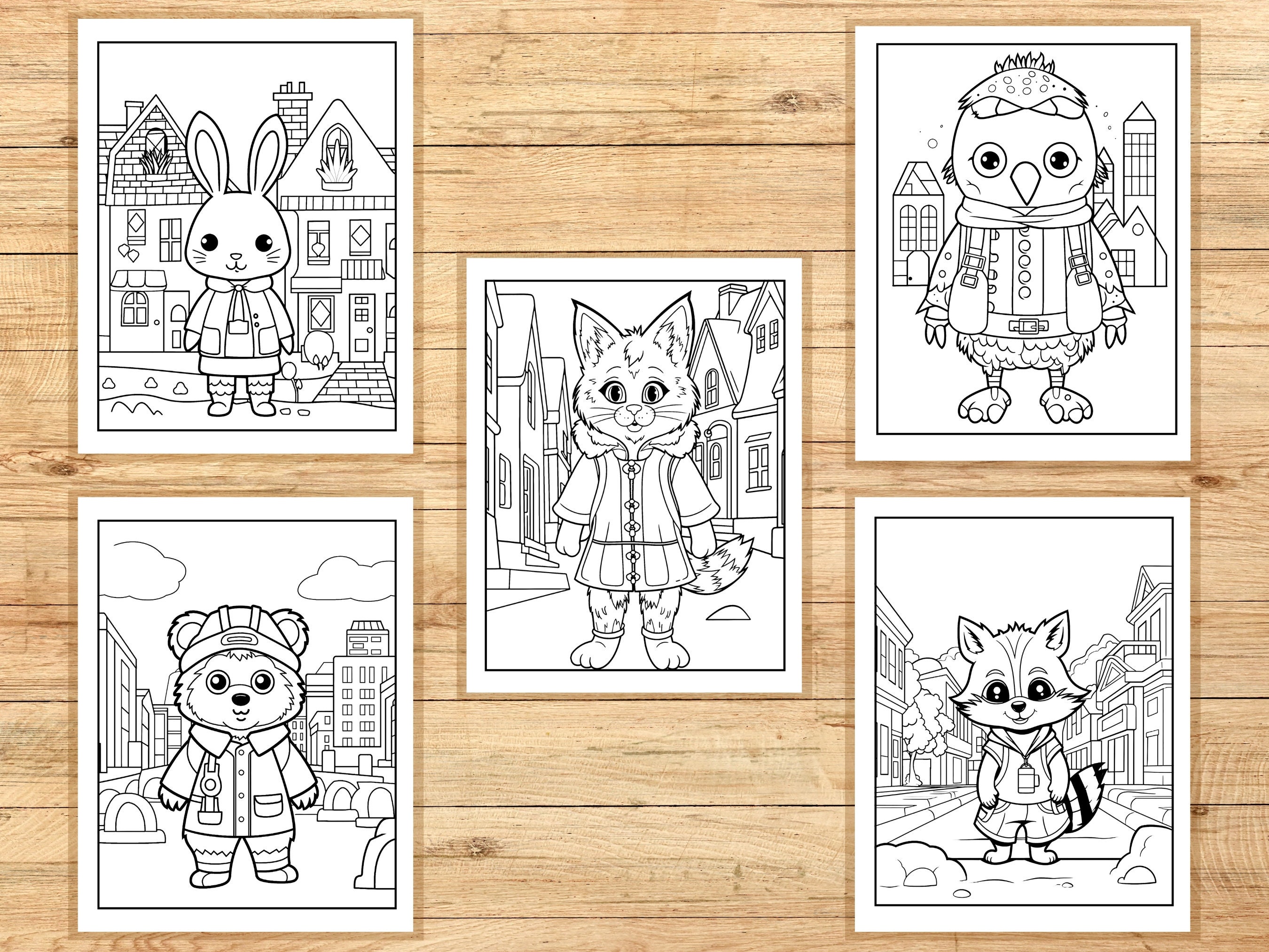 Anthropomorphic Animals in Clothes Coloring Pages 20 Printable Pages ...