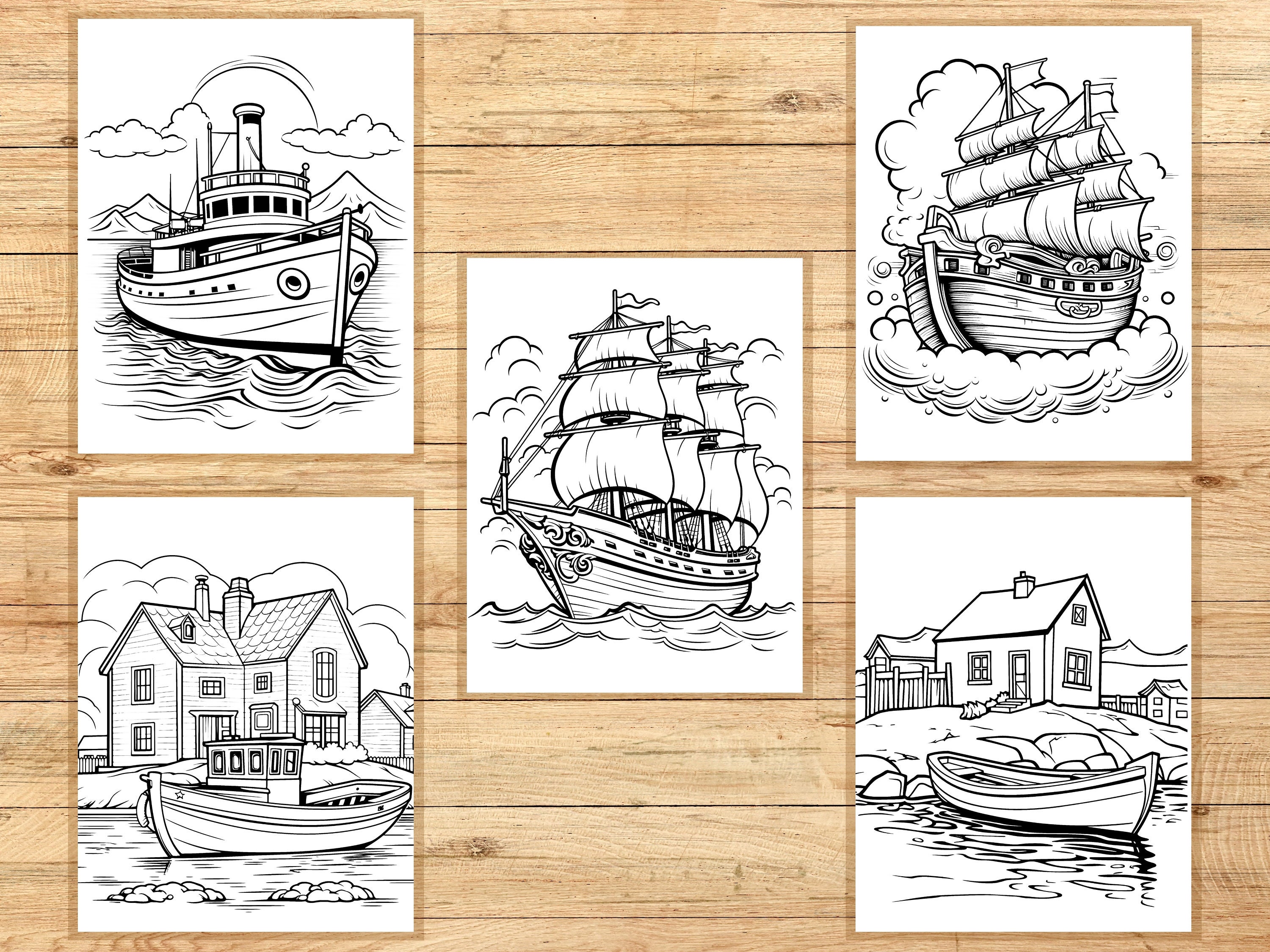 Ships & Boats Coloring Pages, 12 Printable Pages, PDF, JPEG, PNG ...