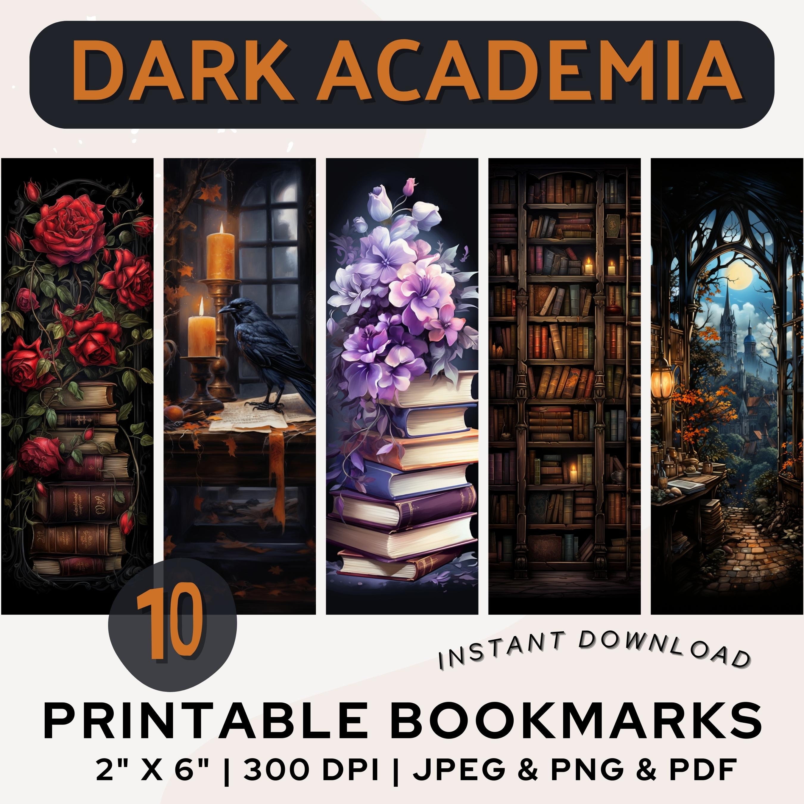 Dark Academia Bookmark Printable Bookmarks Dark Academy - Etsy
