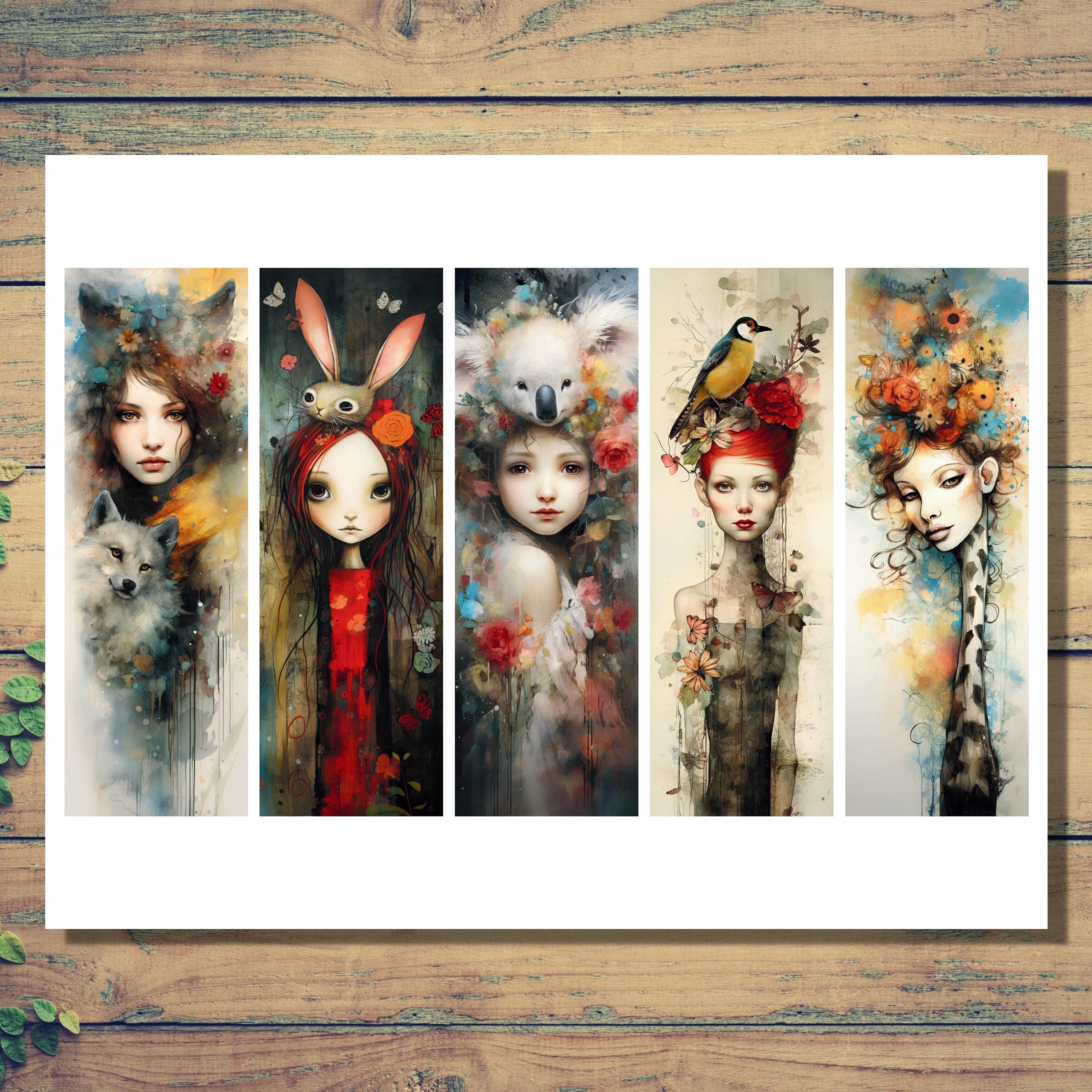 Surreal Animal Girl Printable Bookmark Girls Bookmark Surreal Art ...