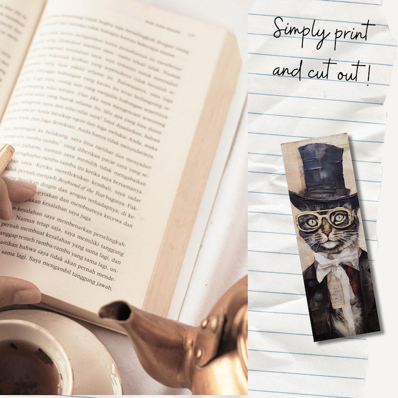 Kitten Collage Bookmark Printable Bookmarks Cat With Glasses - Etsy