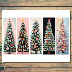 Colorful Christmas Tree Bookmark Printable Bookmark Winter Holiday ...