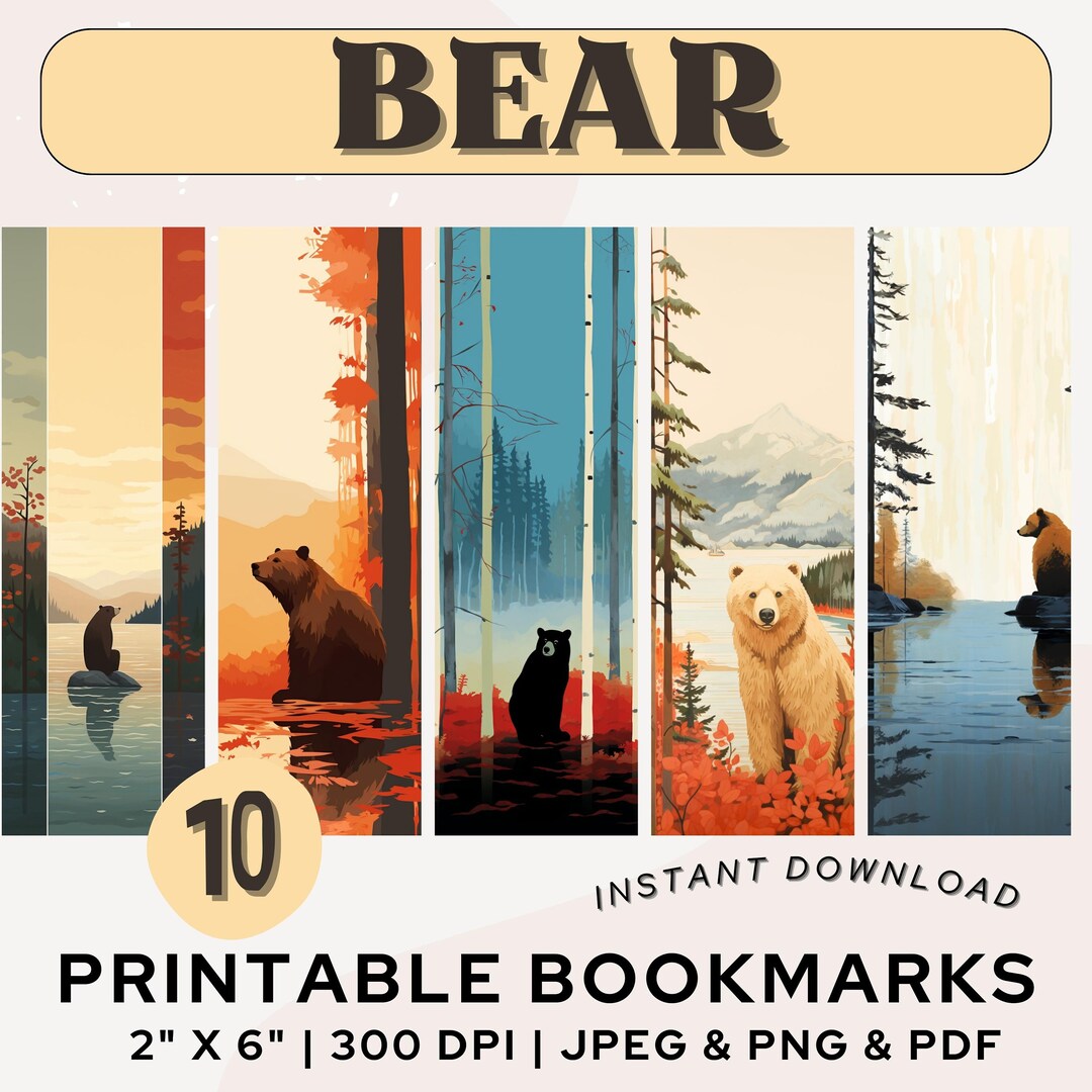 Bear Printable Bookmarks Printable Bookmark Forest Animal Bookmark PNG ...
