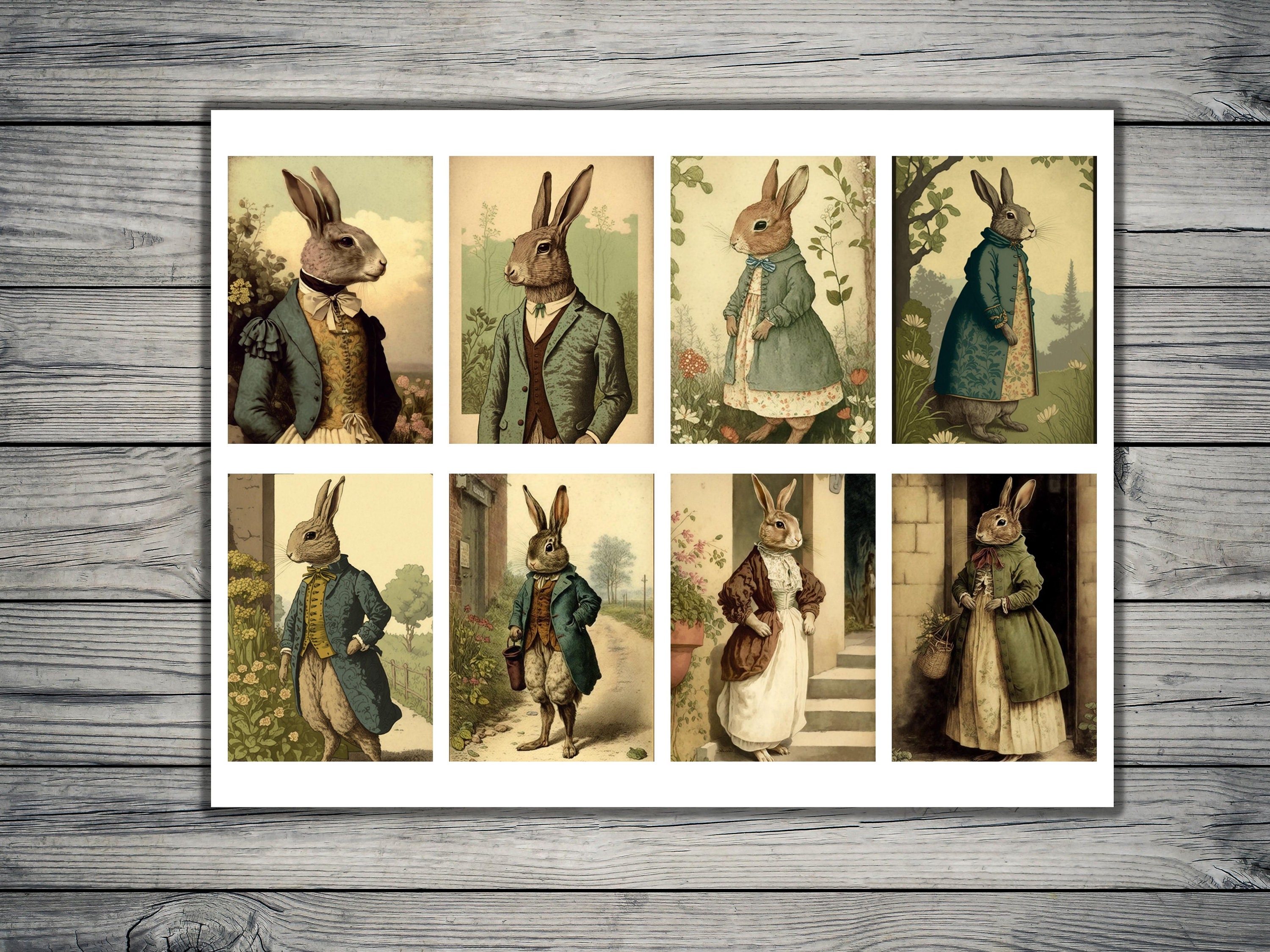 Vintage Rabbit PRINTABLE Digital Image Collage Sheet ATC - Etsy
