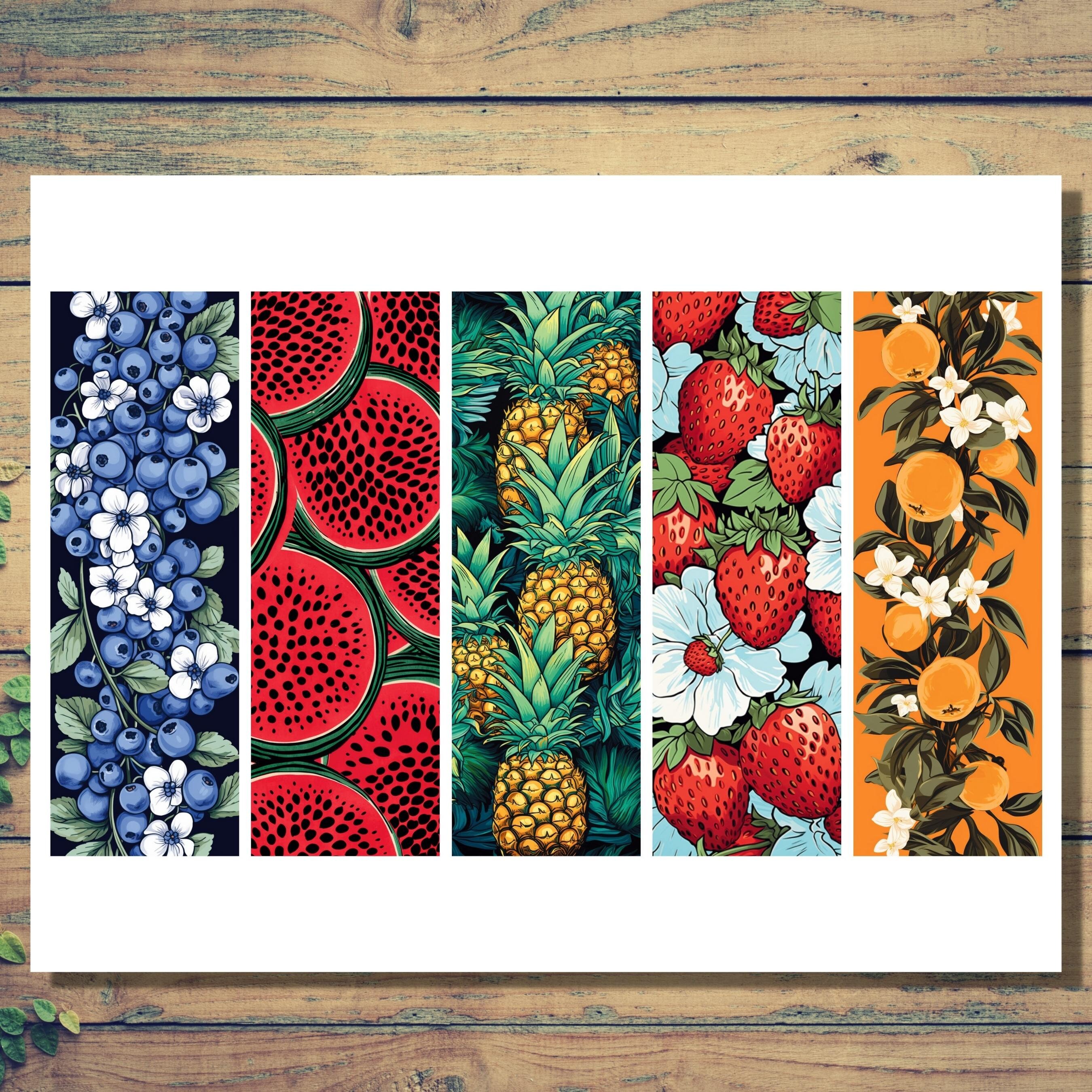 Fruit Bookmark Printable Bookmarks Garden Bookmark PNG PDF JPG Nature ...