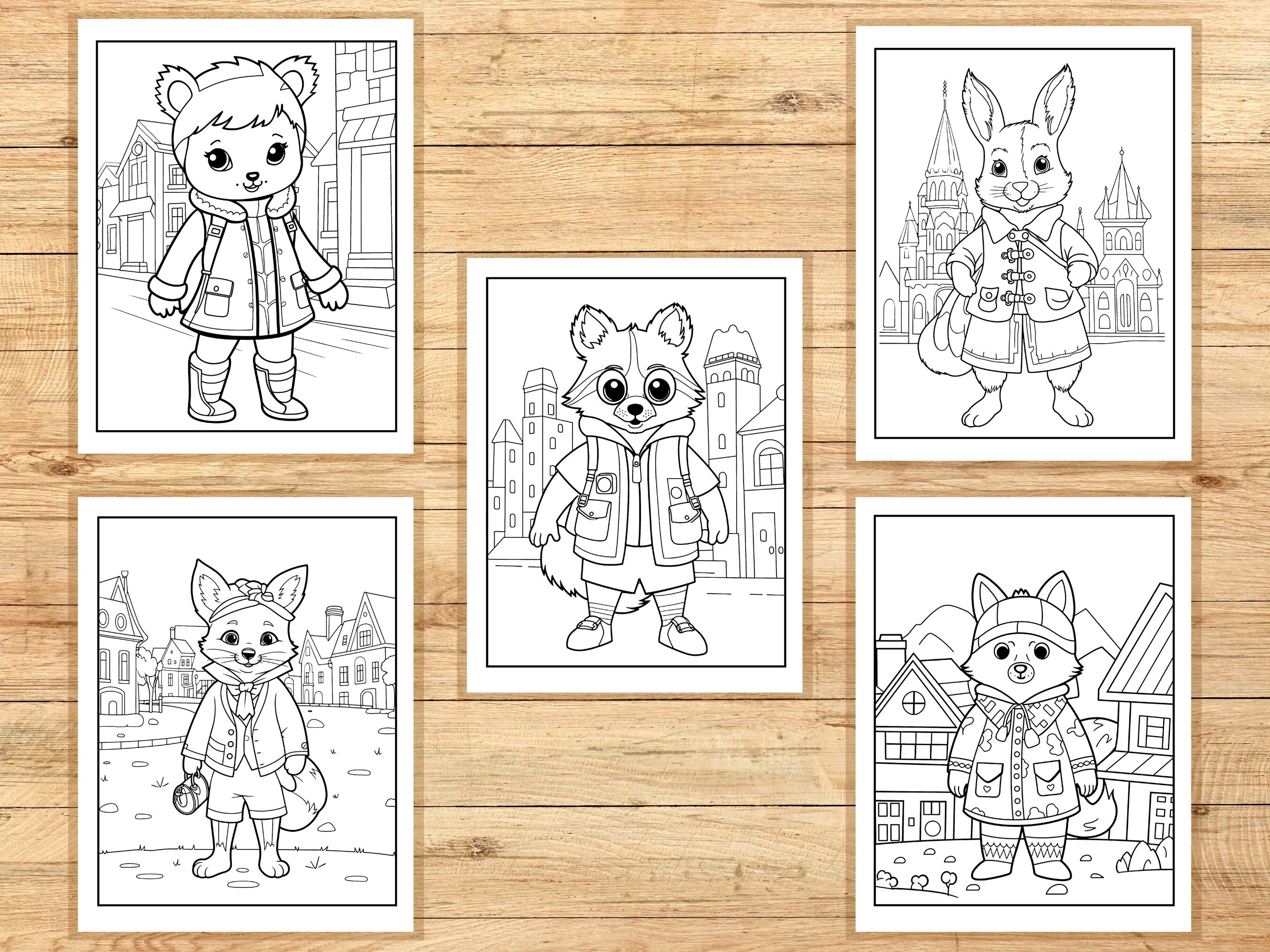 Anthropomorphic Animals in Clothes Coloring Pages 20 Printable Pages ...