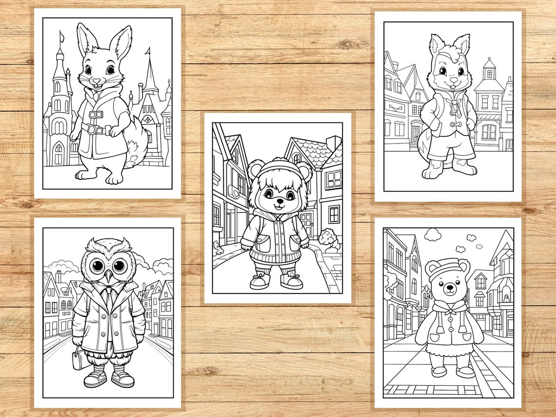 Anthropomorphic Animals in Clothes Coloring Pages 20 Printable Pages ...
