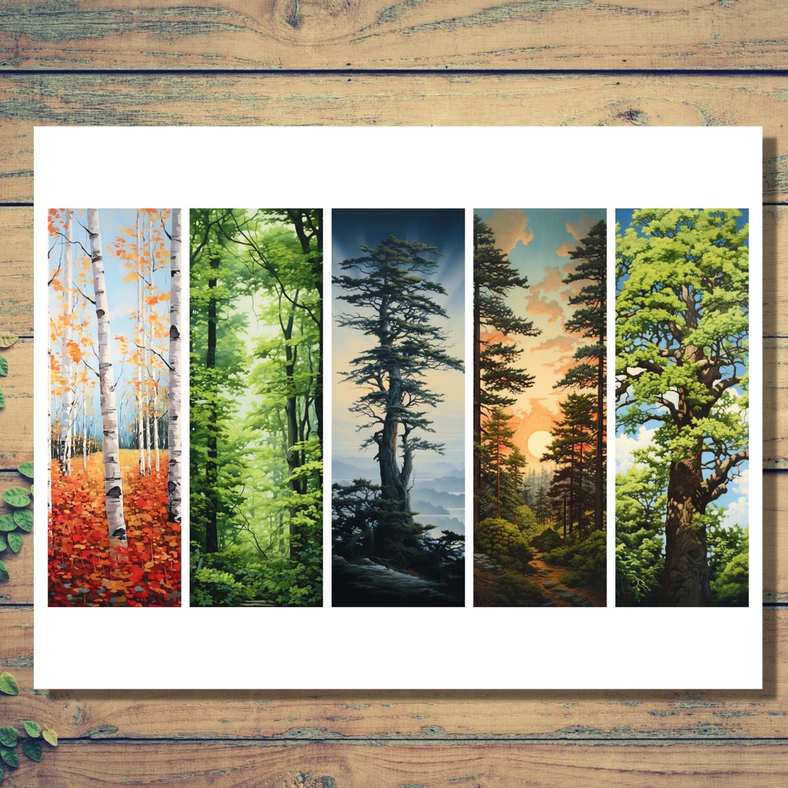 Trees Bookmark Printable Bookmarks Landscape Bookmark PNG PDF JPG Tree ...