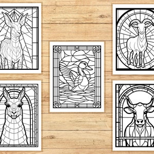 Farm Animal Stained Glass Pattern Coloring Page 20 Printable Pages JPEG ...