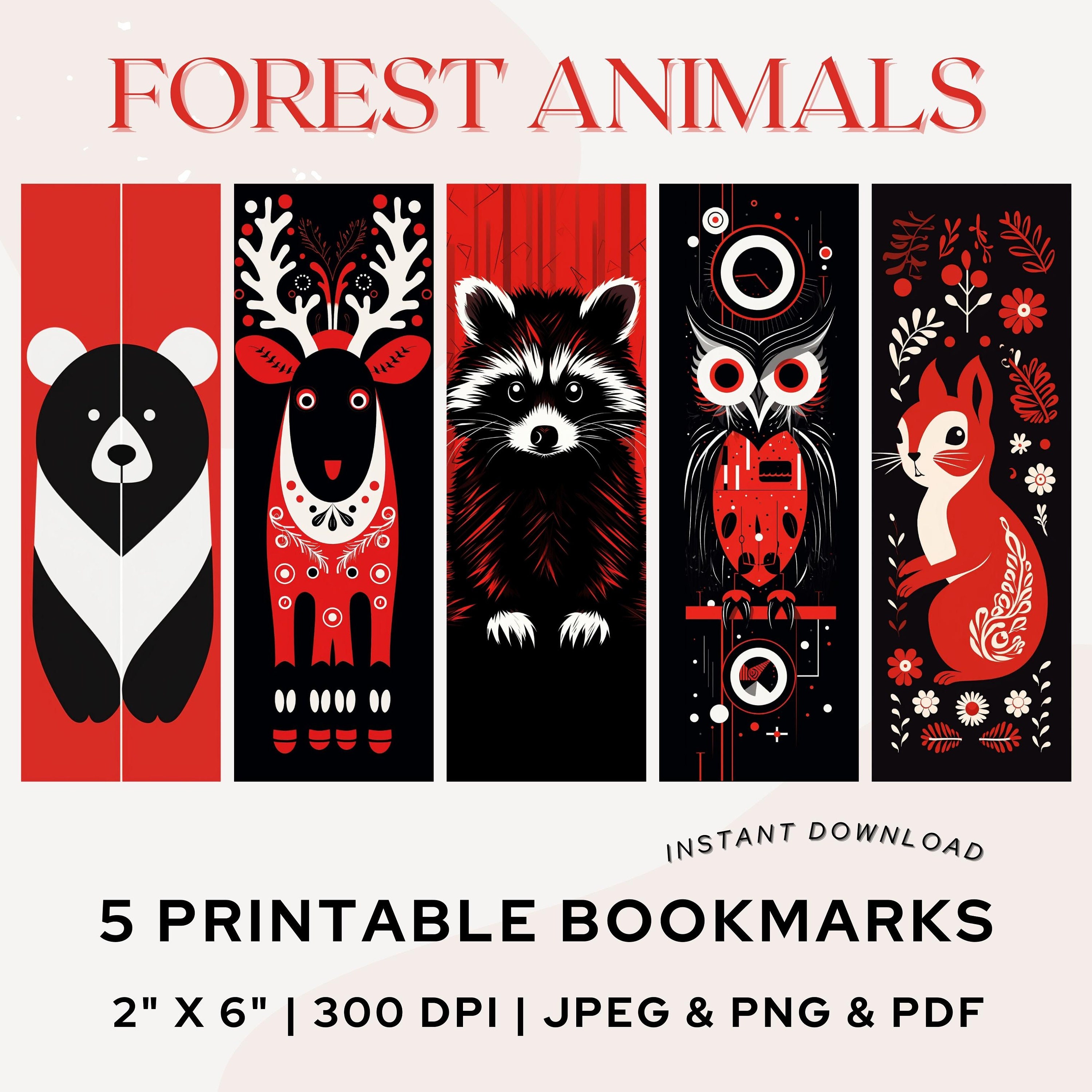 Forest Animal Printable Bookmarks Aesthetic Bookmark Book - Etsy