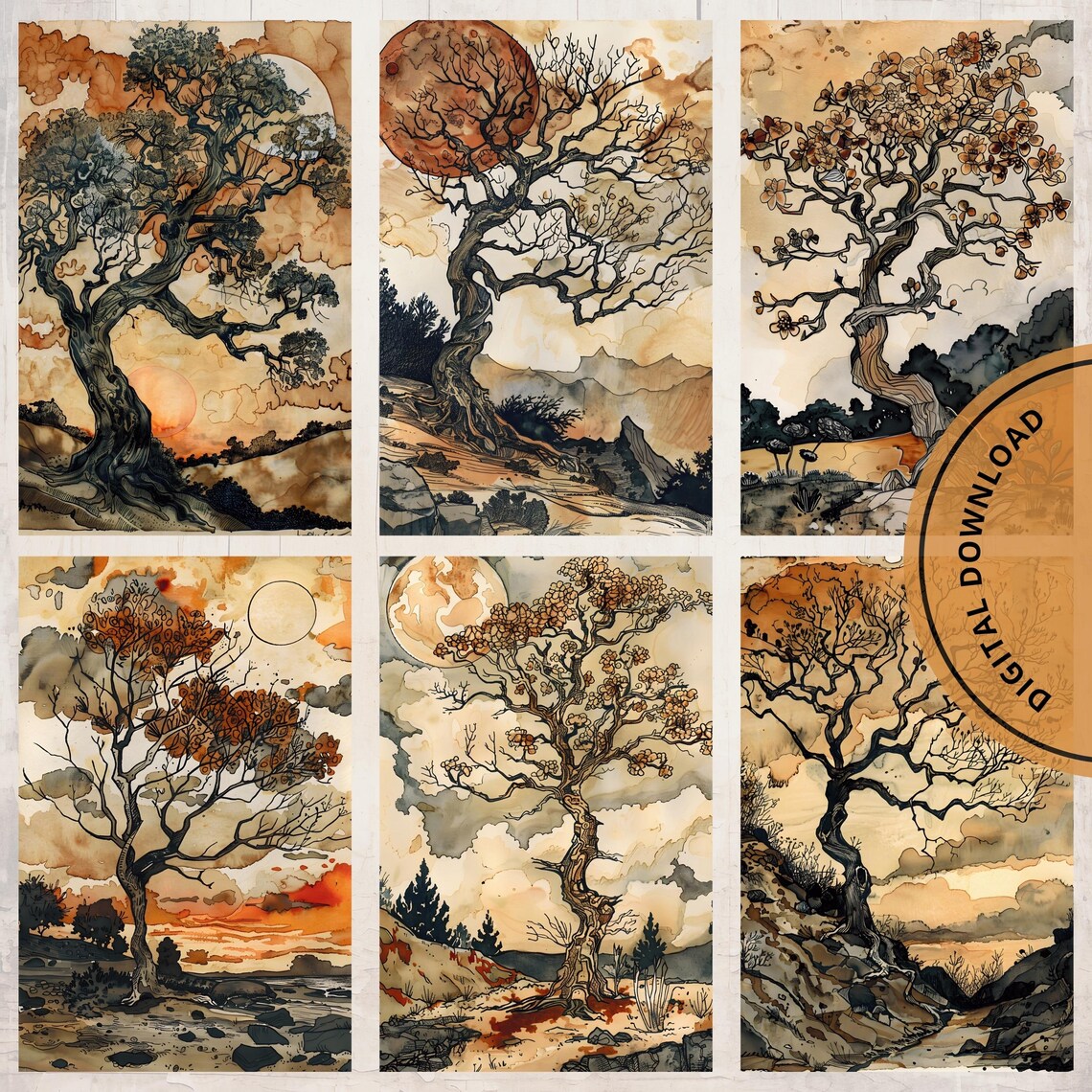 Earthy Tree Journal Half Papers Tree Printable Pages Scrapbooking ...