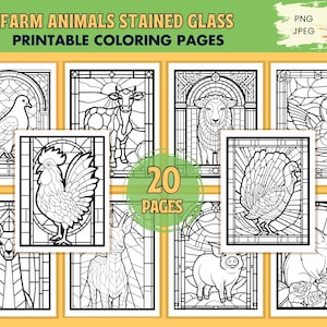 Farm Animal Stained Glass Pattern Coloring Page 20 Printable Pages JPEG ...