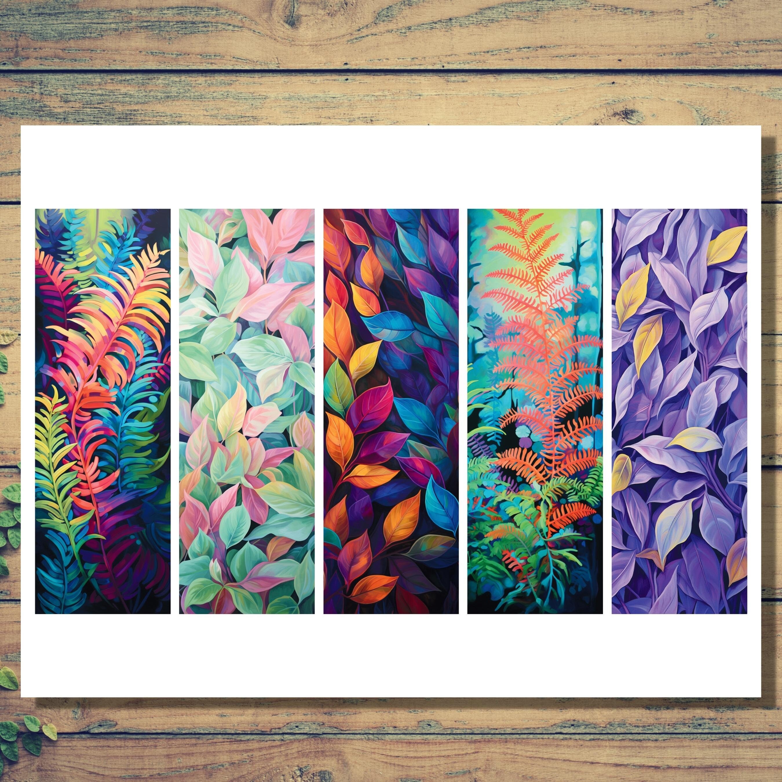Colorful Leaves Bookmarks Printable Bookmark Colorful Leaf - Etsy
