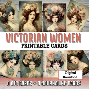 Victorian Women Printable Junk Journal Cards ATC Card Making Crafting ...