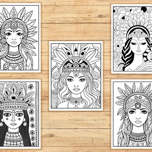 Women and Headdress Coloring Page, 15 Printable Coloring Pages ...