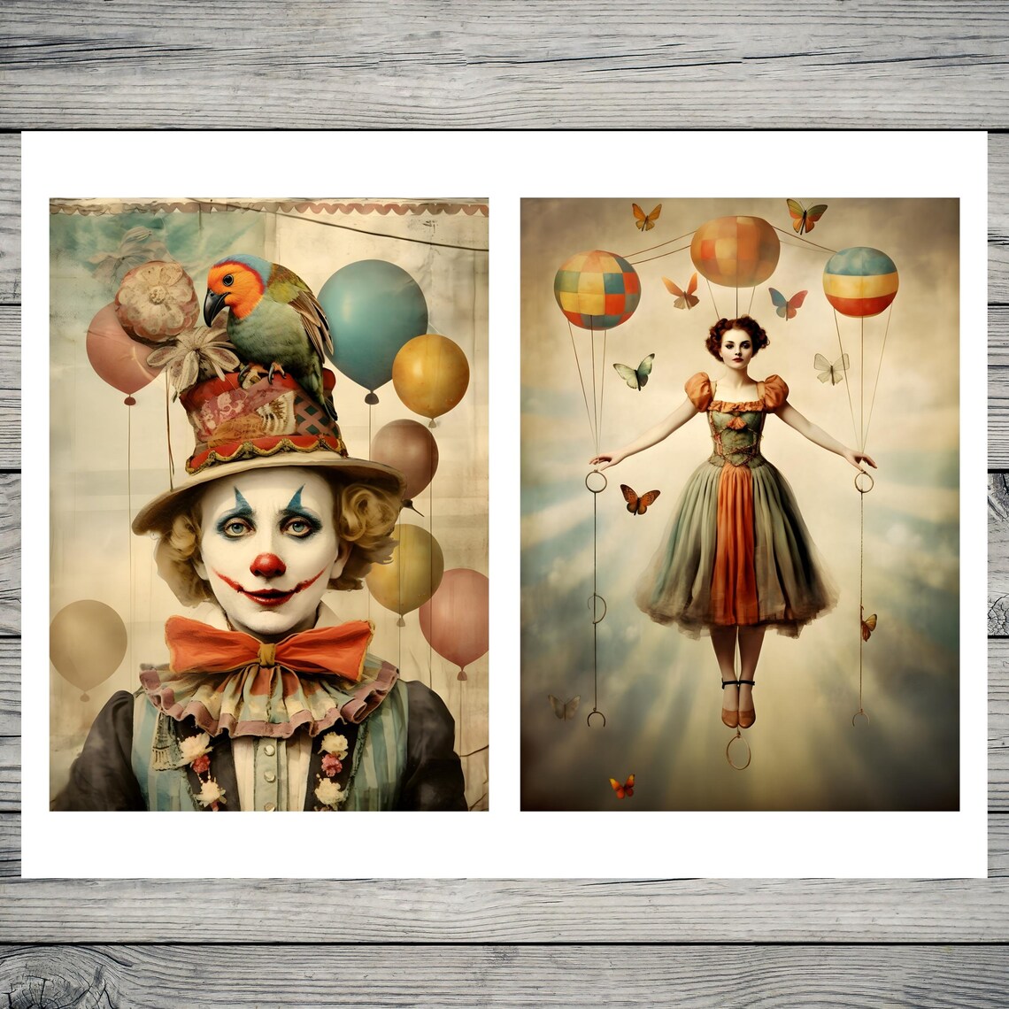 Circus Printable Junk Journal Cards ATC Card Making Surreal Collage ...