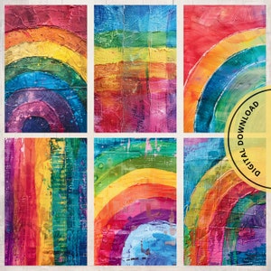 Painted Rainbow Journal Half Papers Colorful Printable Pages Rainbow ...