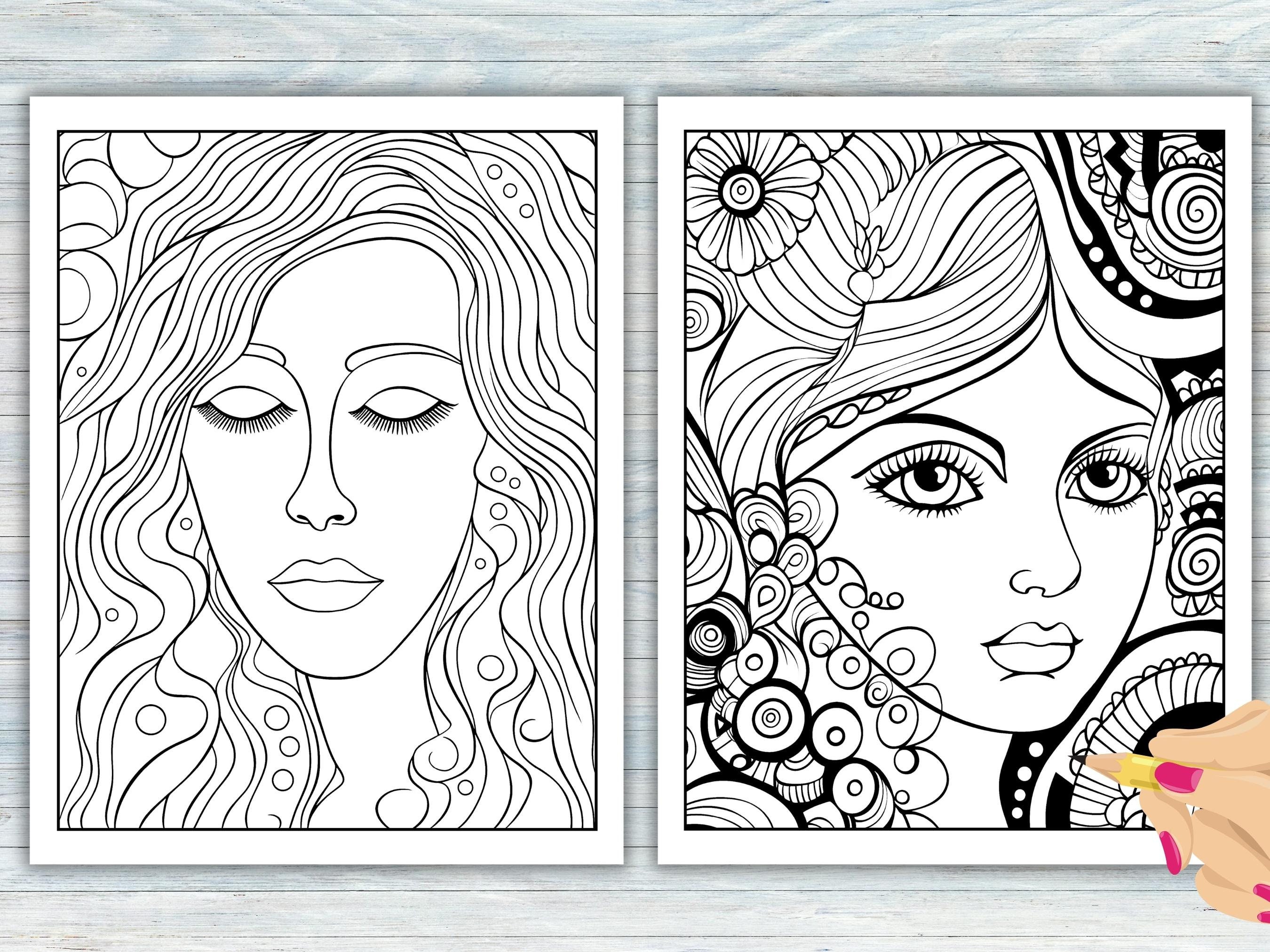 Abstract Girl Coloring Page, 5 Printable Coloring Pages, Abstract ...