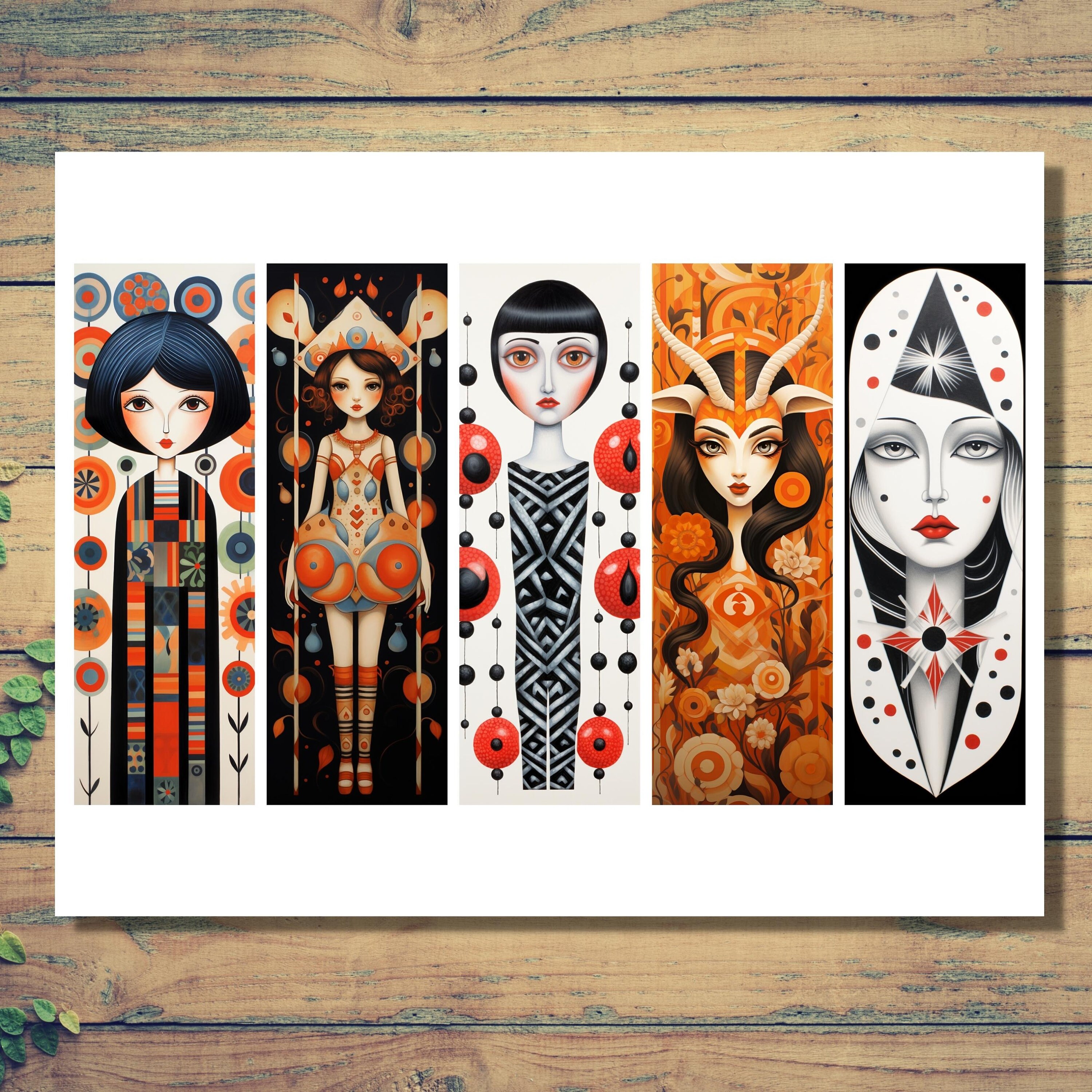 Surreal Women Printable Bookmarks Abstract Geometric Pattern - Etsy